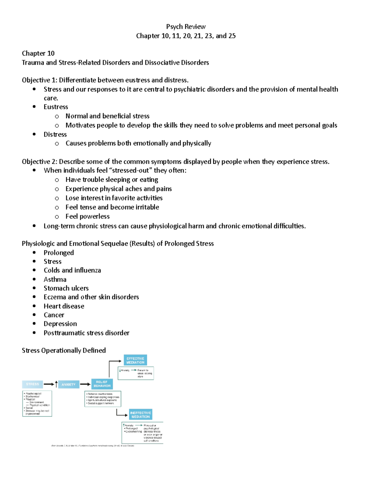 Psych Review Chapter 10, 11 - Stress and our responses to it are ...