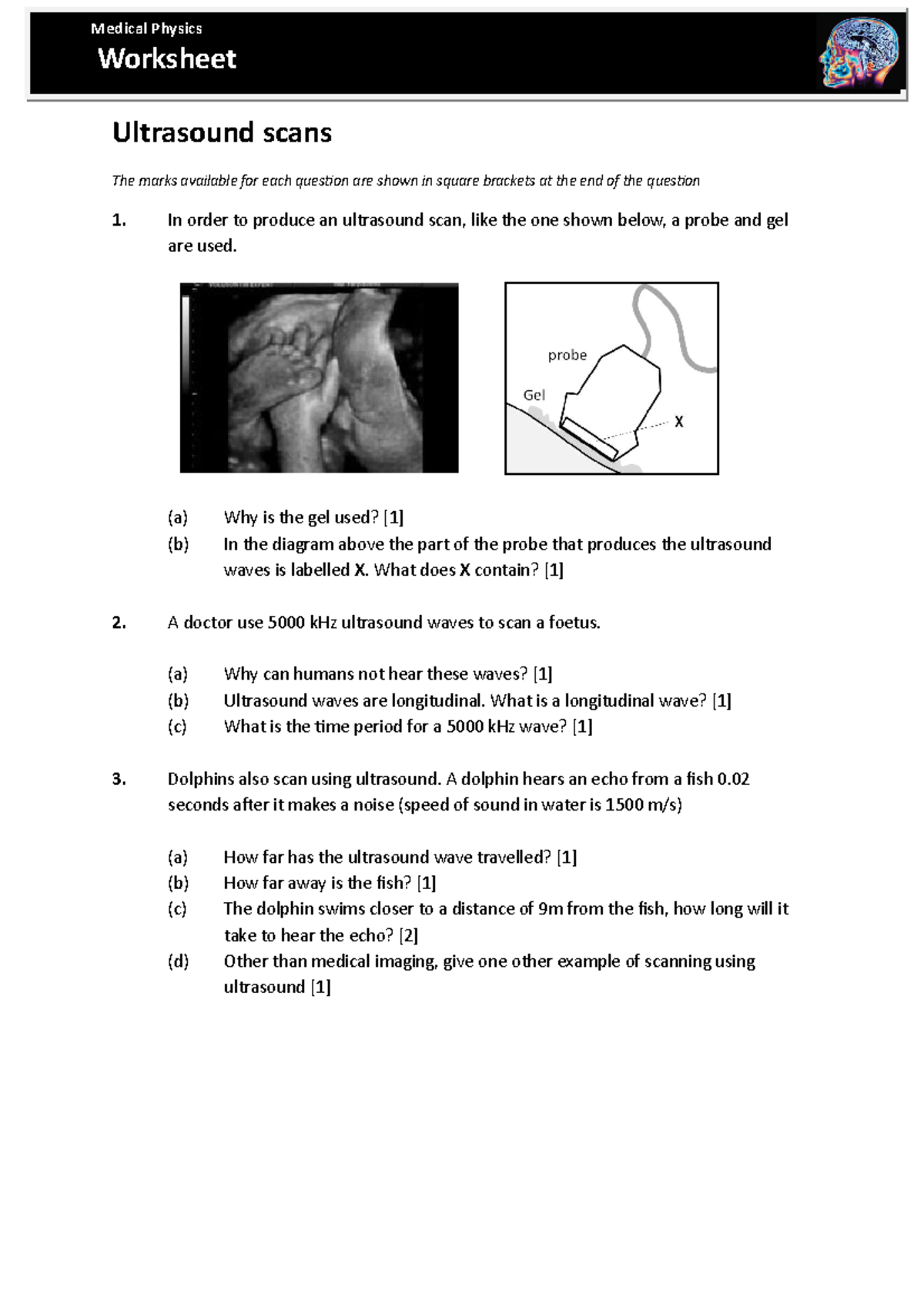 23525-Ultrasound scans worksheet - Medical Physics Worksheet Ultrasound ...