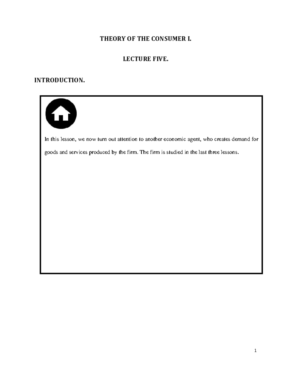 5 Theory OF Consumer I - Intermediate Macroeconomics - THEORY OF THE ...