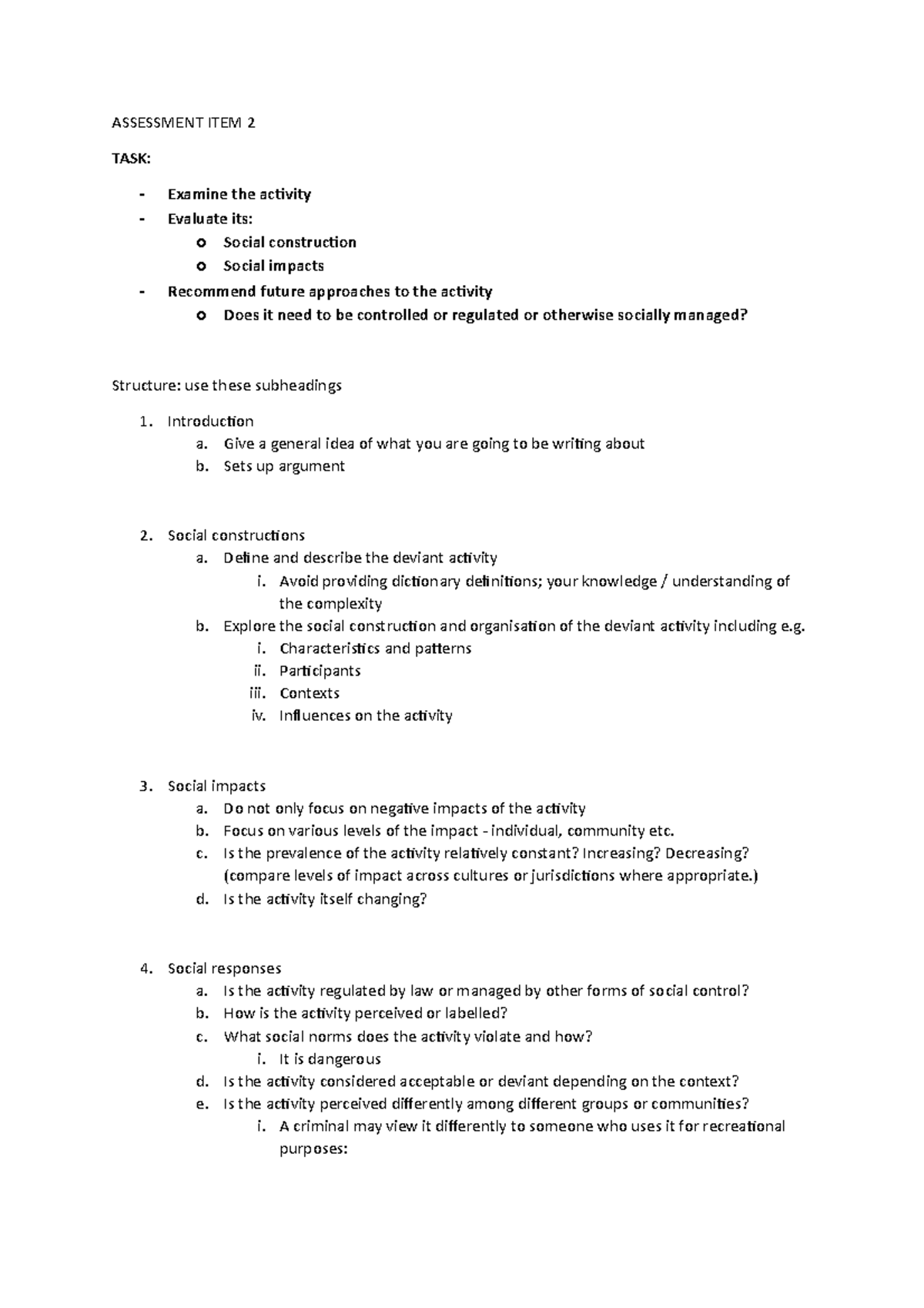 Assessment item 2 and exam preparation notes - ASSESSMENT ITEM 2 TASK ...