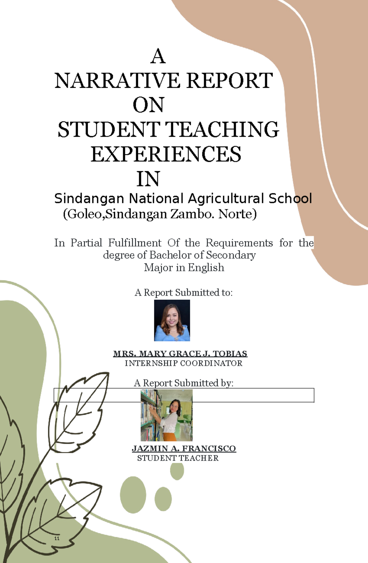 Narrative - Field study - A NARRATIVE REPORT ON STUDENT TEACHING ...