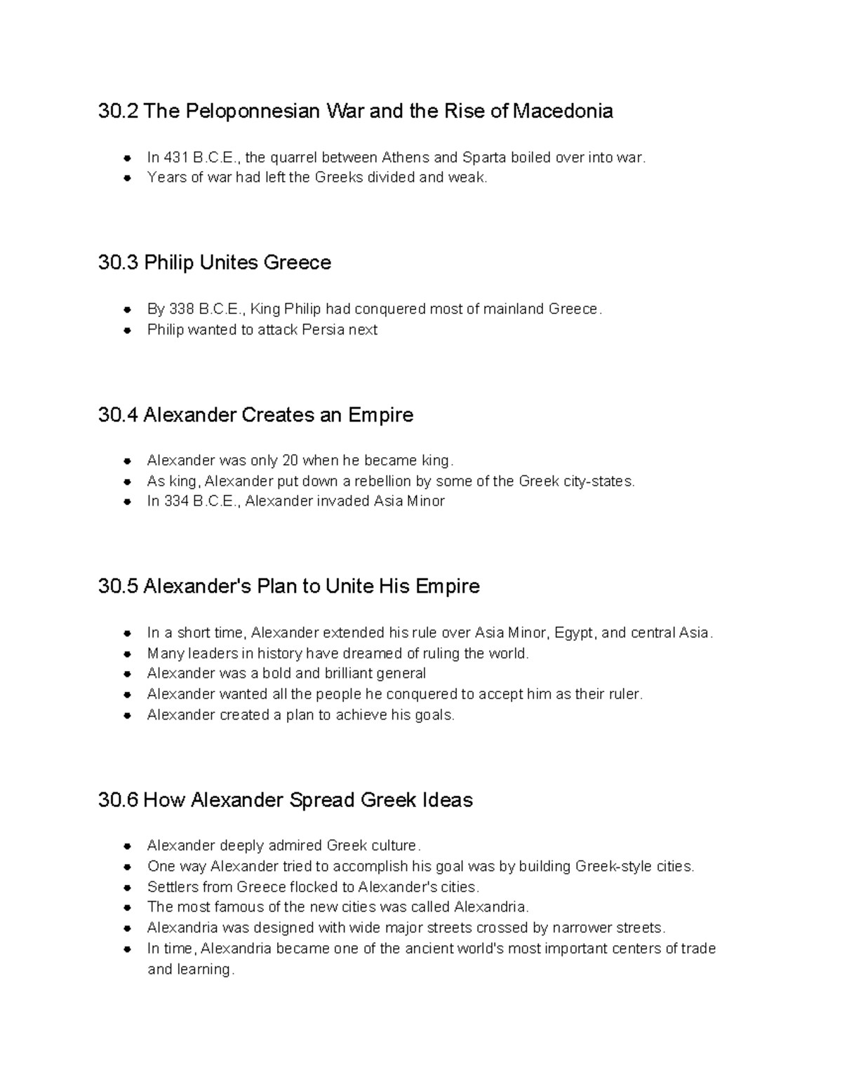 30notes - class notes history - 30 The Peloponnesian War and the Rise ...