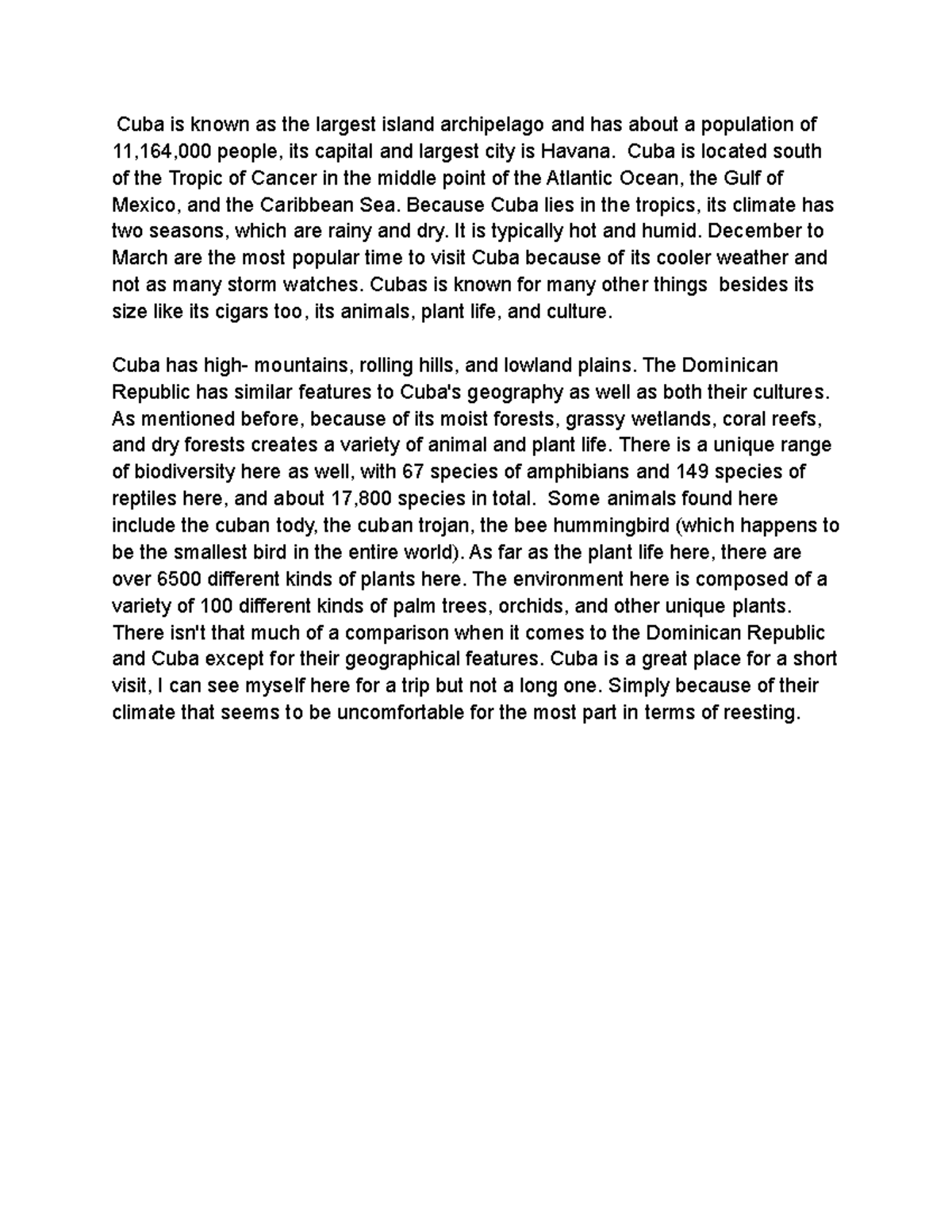 Cuba short essay - Cuba is known as the largest island archipelago and ...