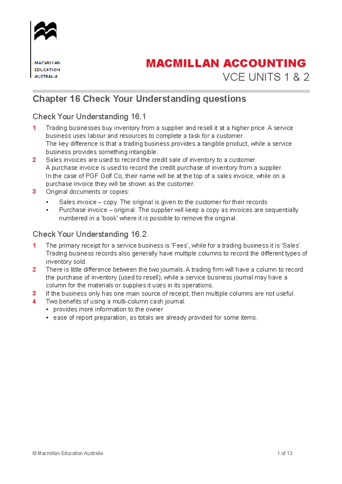 16 answers VCEAcc 12 - accounting - MACMILLAN ACCOUNTING VCE UNITS 1 ...