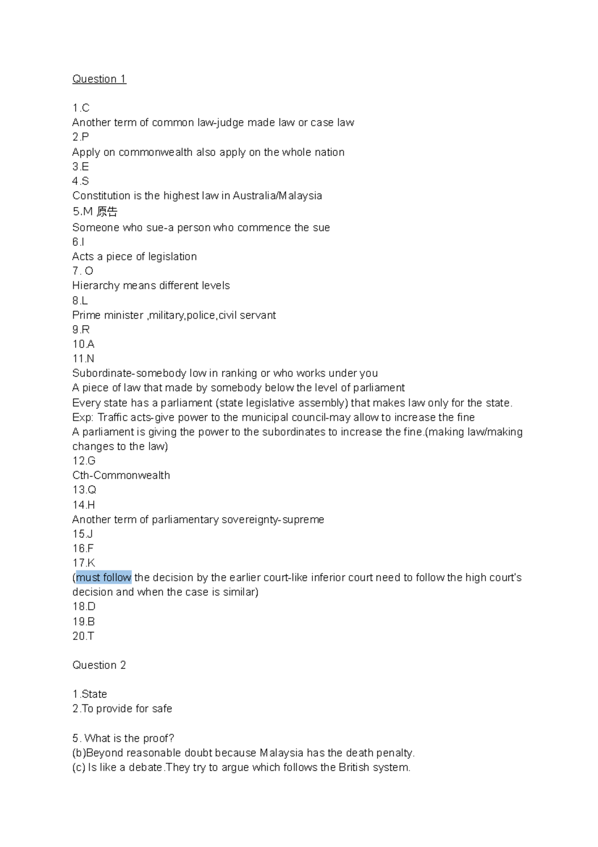 BL W2 - Business Law Tutorial Questions and Answer for the year 2022 - Question 1 1 Another term ...