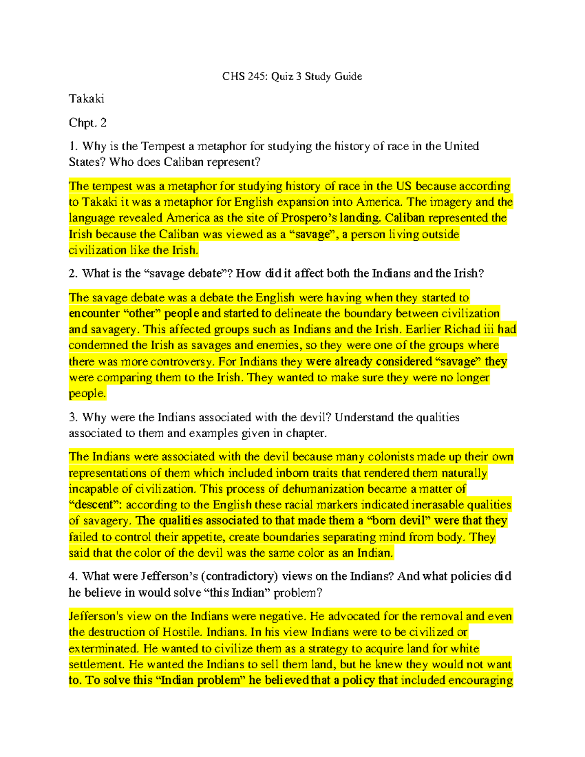 CHS 245 Quiz 3 Study Guide - CHS 245: Quiz 3 Study Guide Takaki Chpt. 2 ...