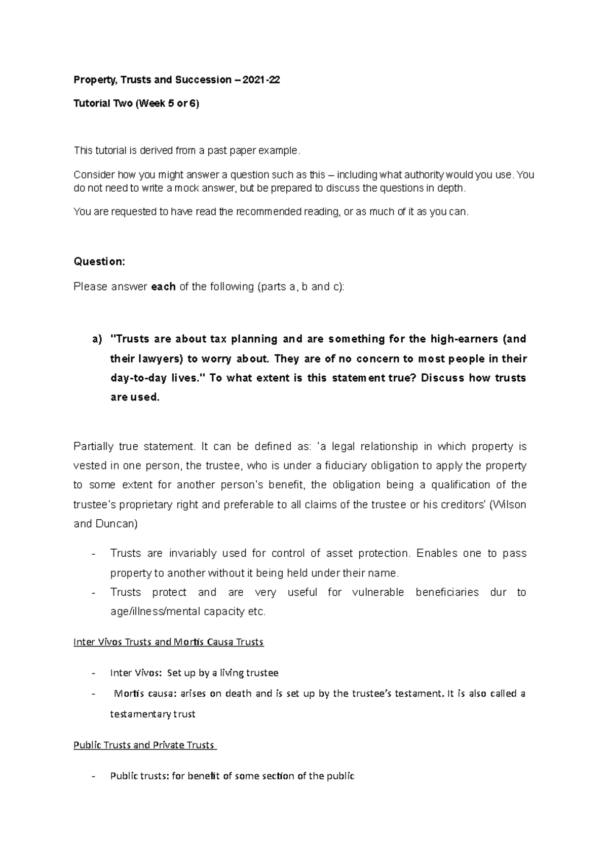 Property Tutorial 2 - Property, Trusts and Succession – 2021- Tutorial ...