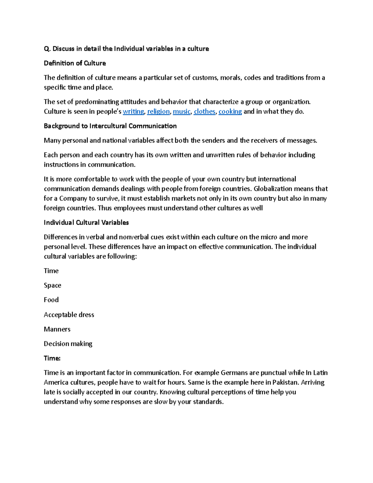 Business communication notes - Q. Discuss in detail the Individual ...