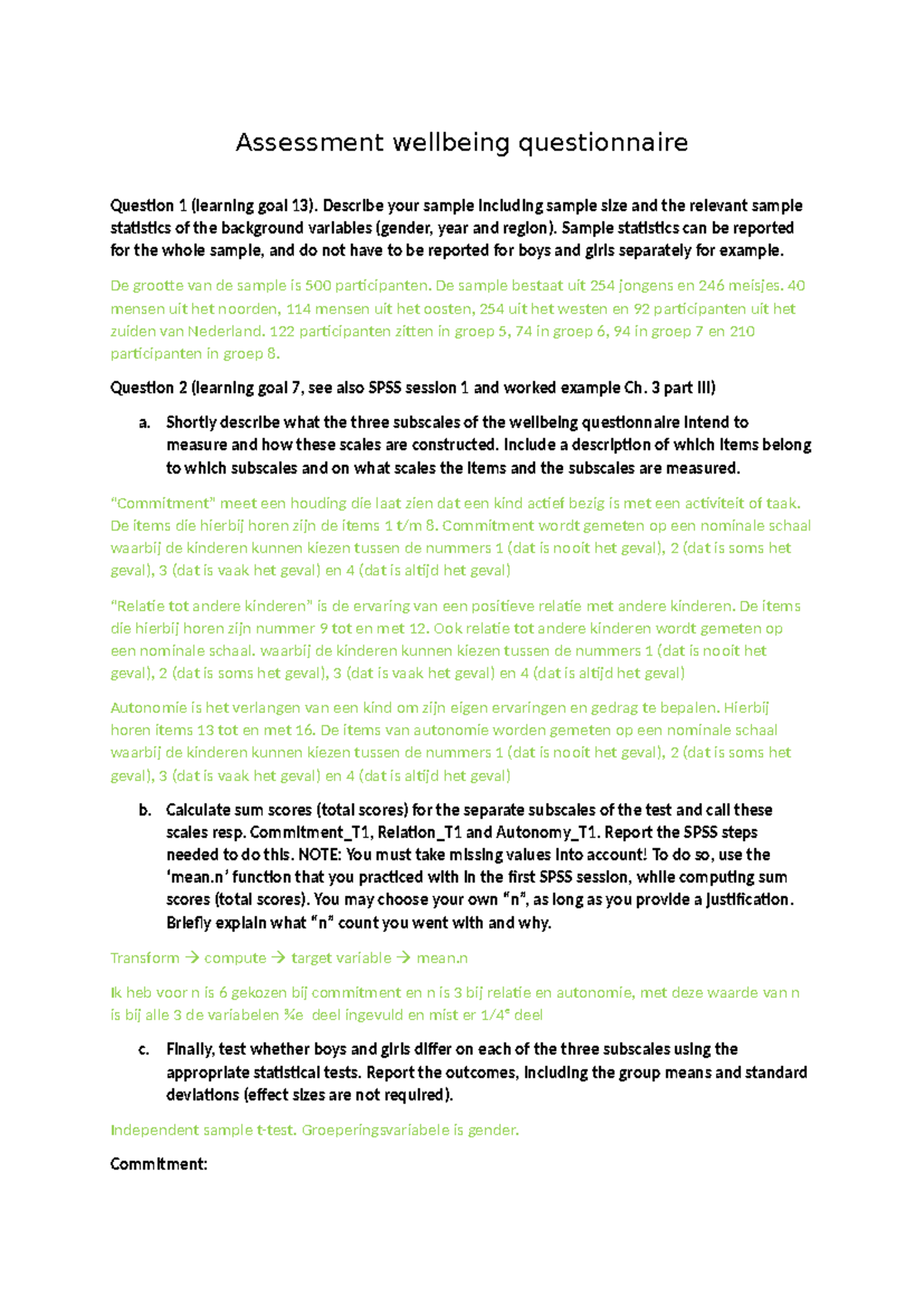Assessment wellbeing questionnaire - Assessment wellbeing questionnaire ...