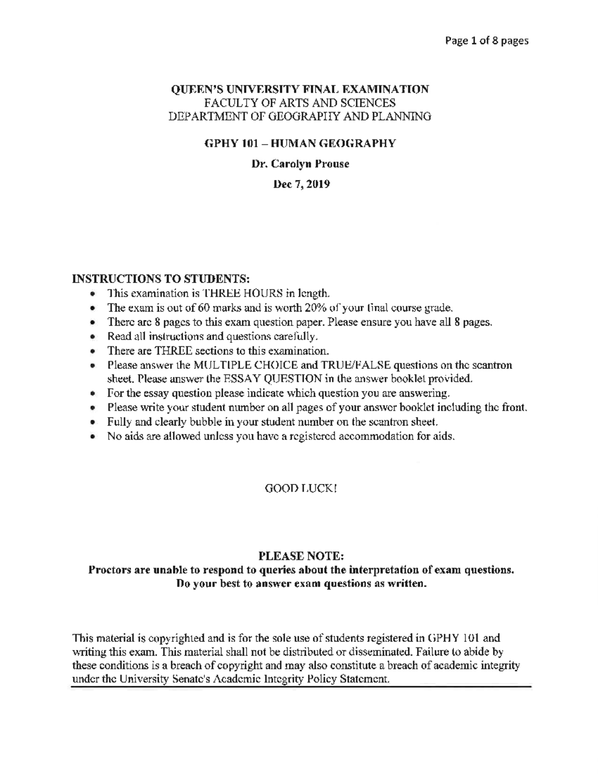 Gphy101–Exam from Bank - Gphy 101 - Studocu