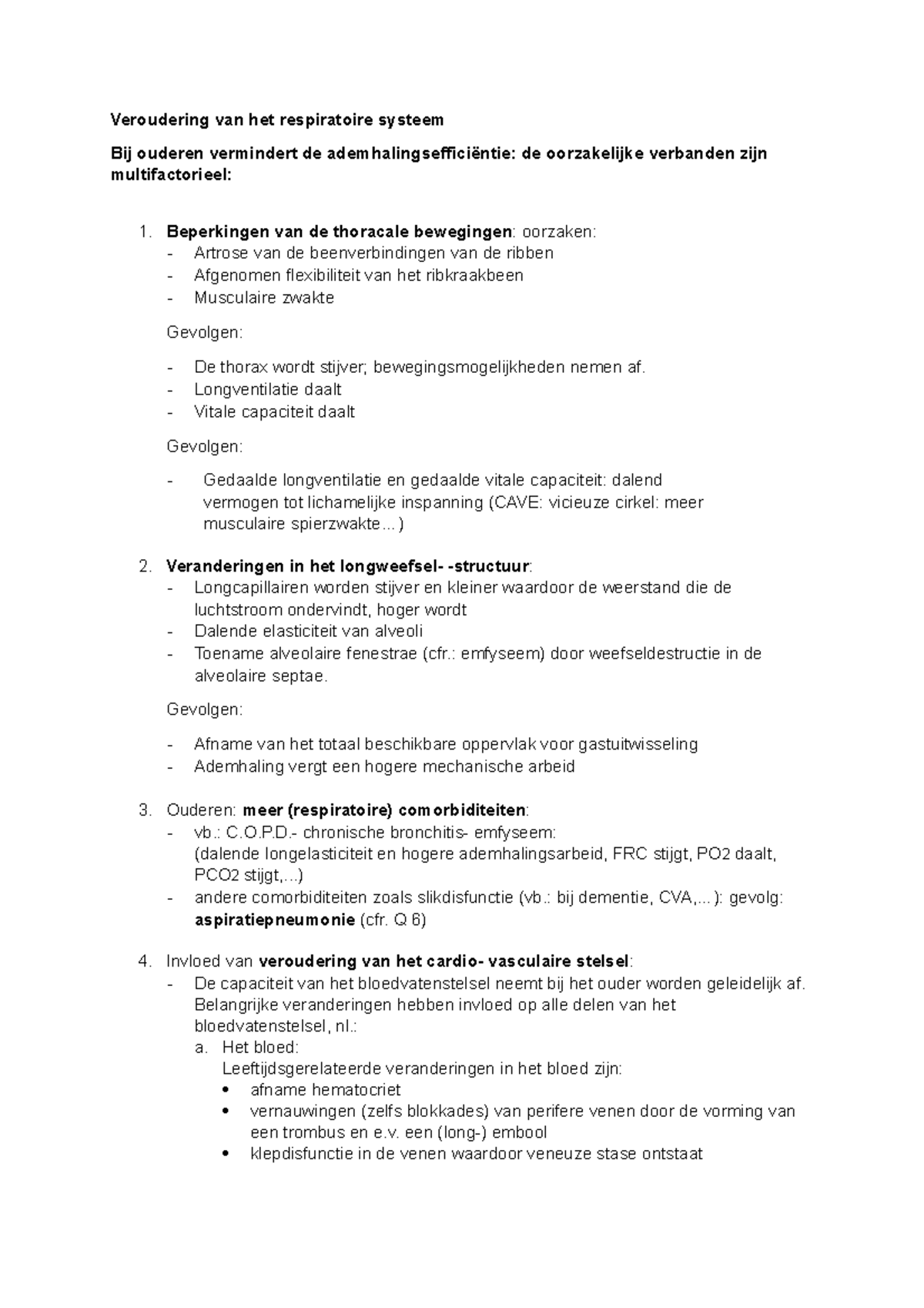 Veroudering respi - Veroudering van het respiratoire systeem Bij ...