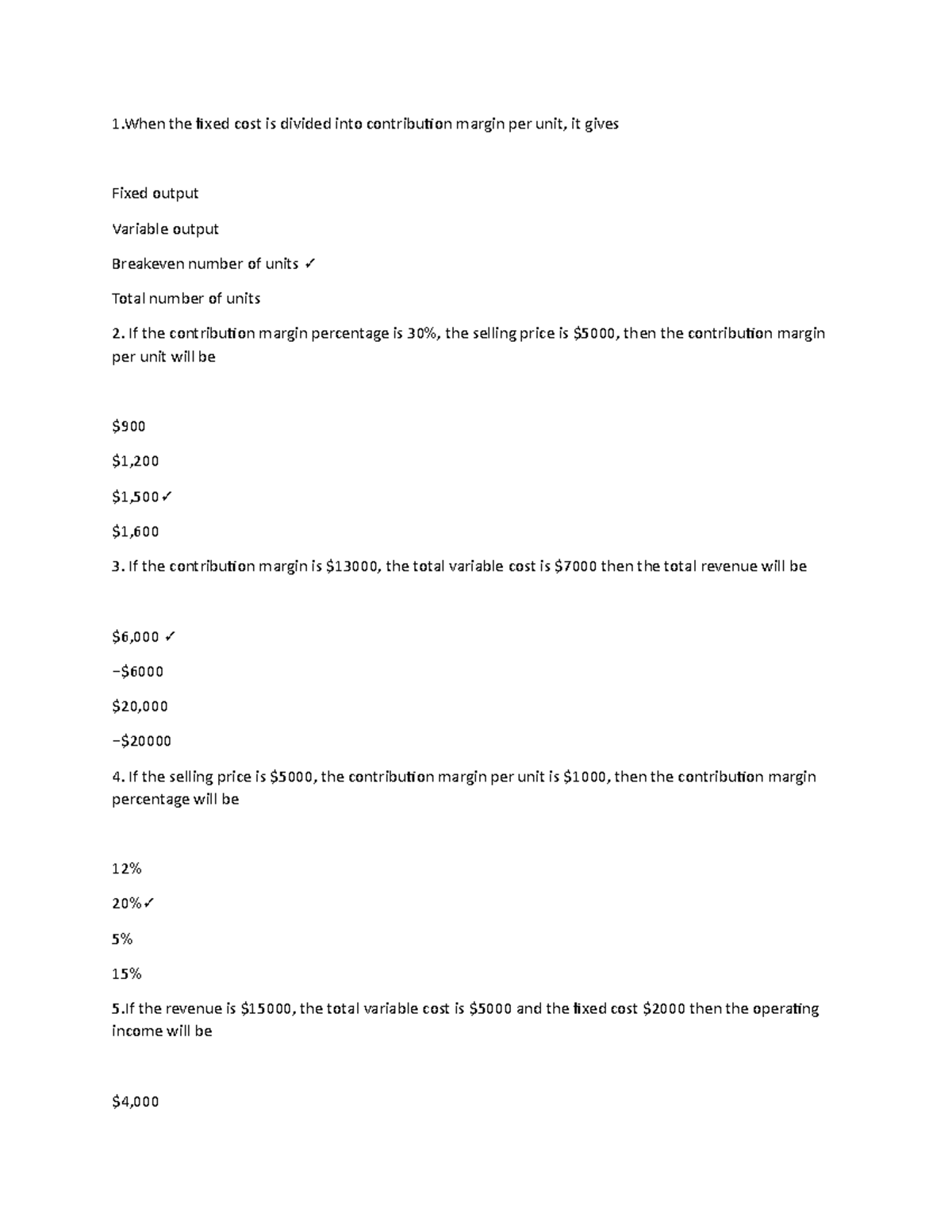 Managerial accounting practice questions and answers - 1 the fixed cost ...