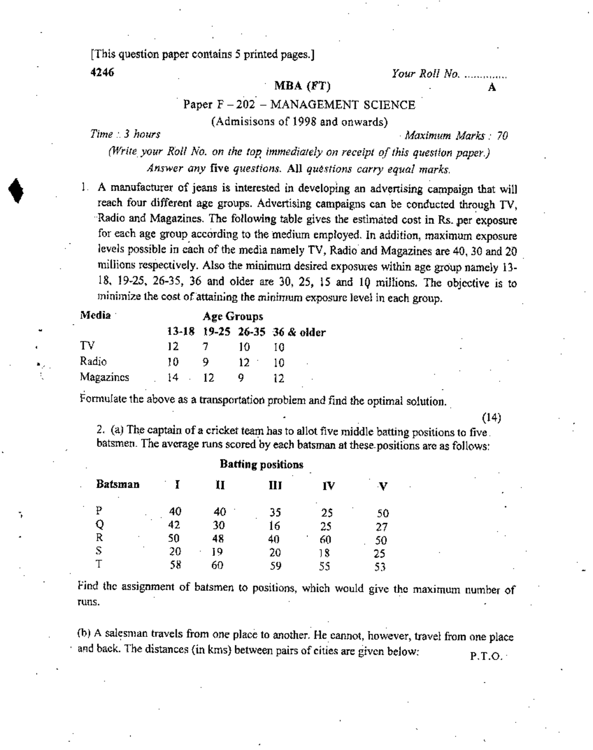 MBA (FT) Paper F -202- Management Science - Business Environment - Studocu