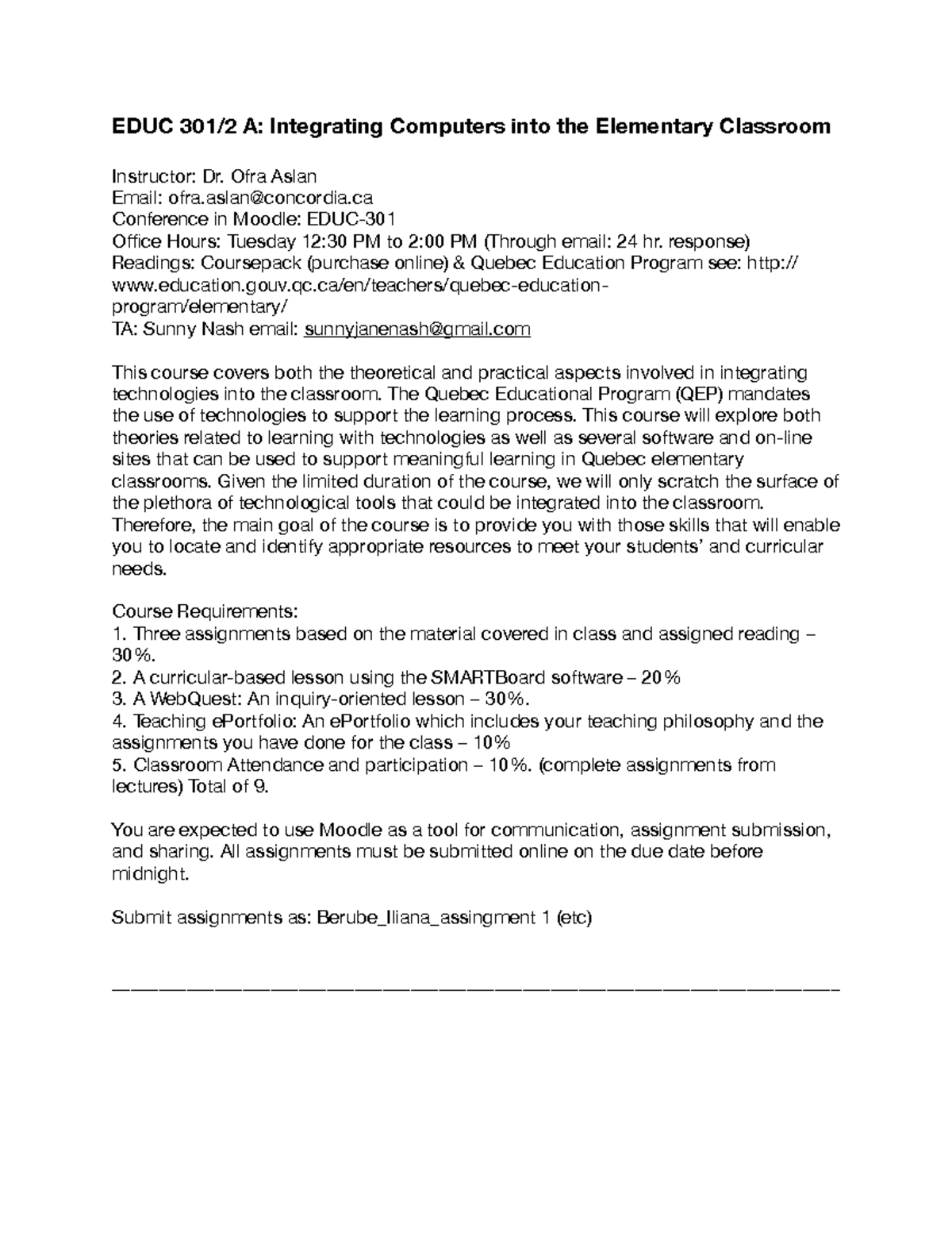 EDUC 301: Integrating Computers into the Elementary Classroom - EDUC ...