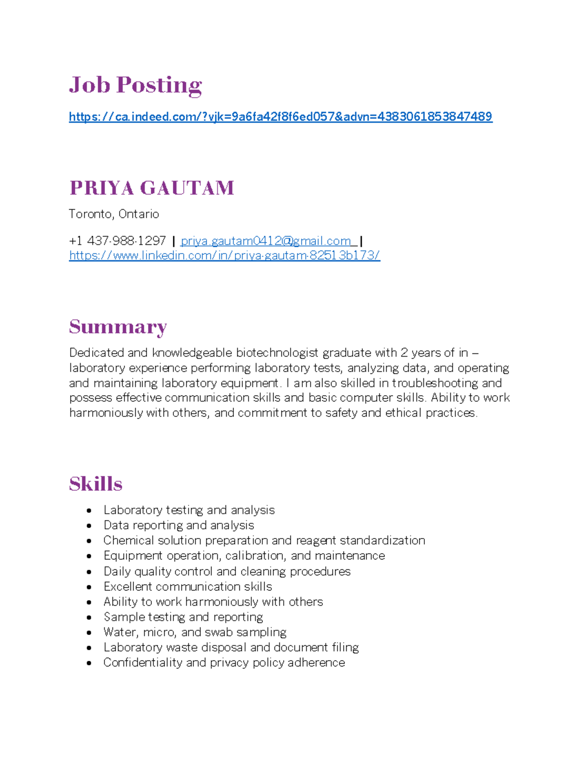 Module 1 Assignment - Job Posting ca.indeed/?vjk=9a6fa42f8f6ed057&advn ...