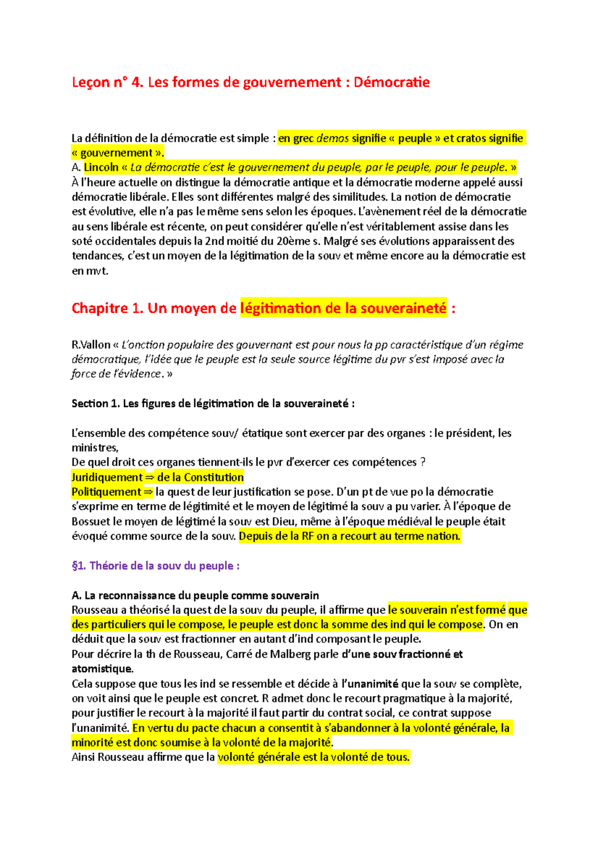 Leçon 4 Les formes de gouv-La démocratie - Leçon n° 4. Les formes de ...