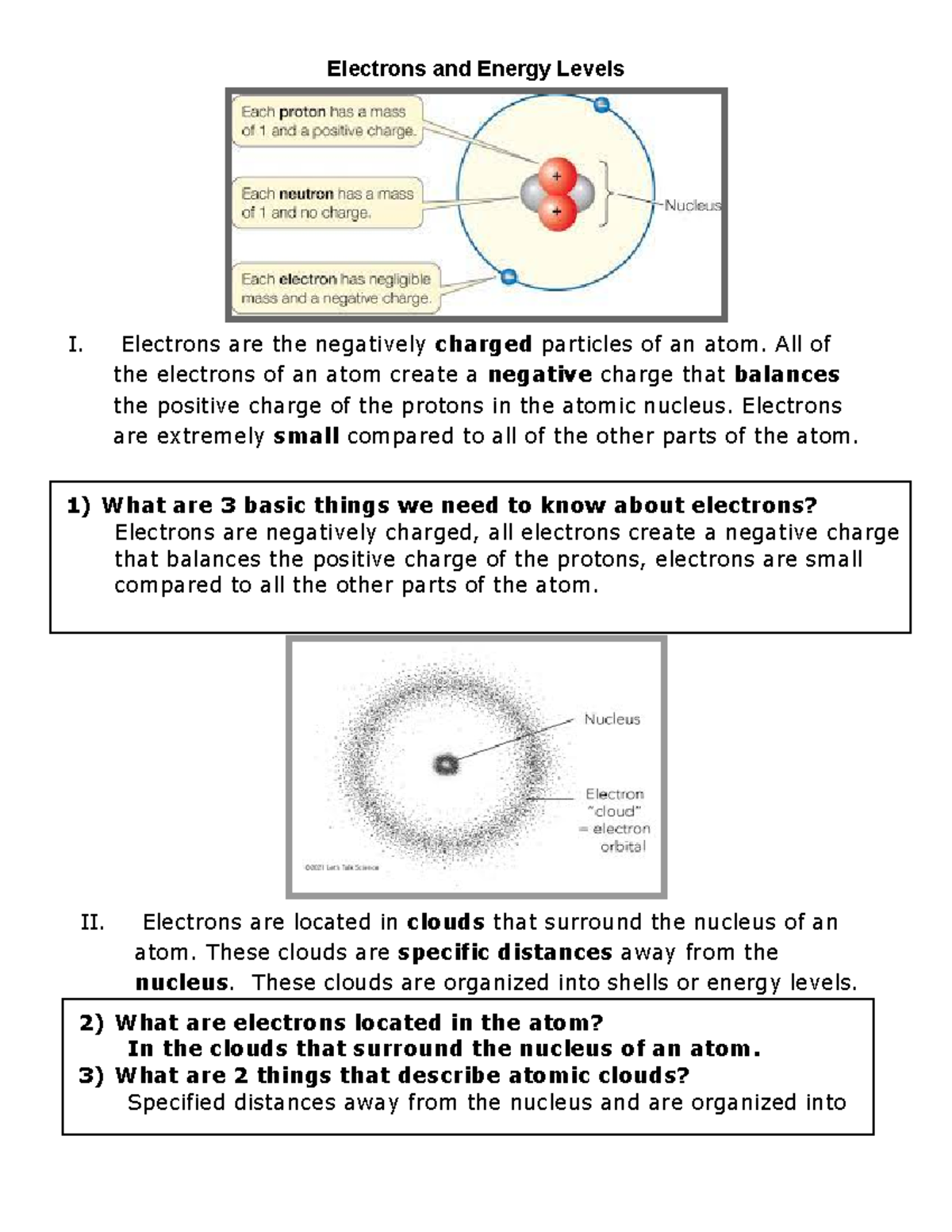 Copy Of What Are Shells Sub Shells And Orbitals Electrons And Energy Levels I Electrons Are
