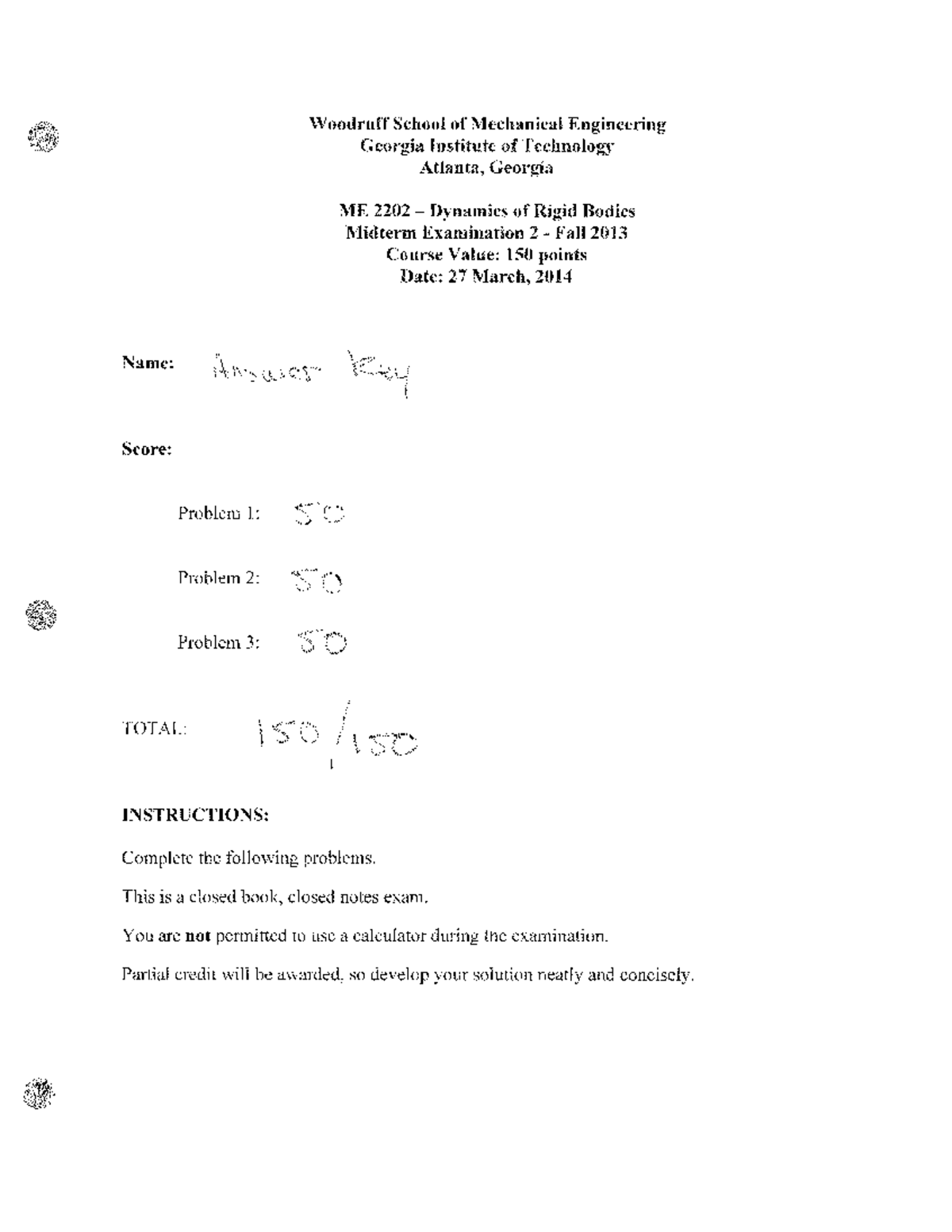 Midterm Exam 2 solutions - ME 2202 - Studocu