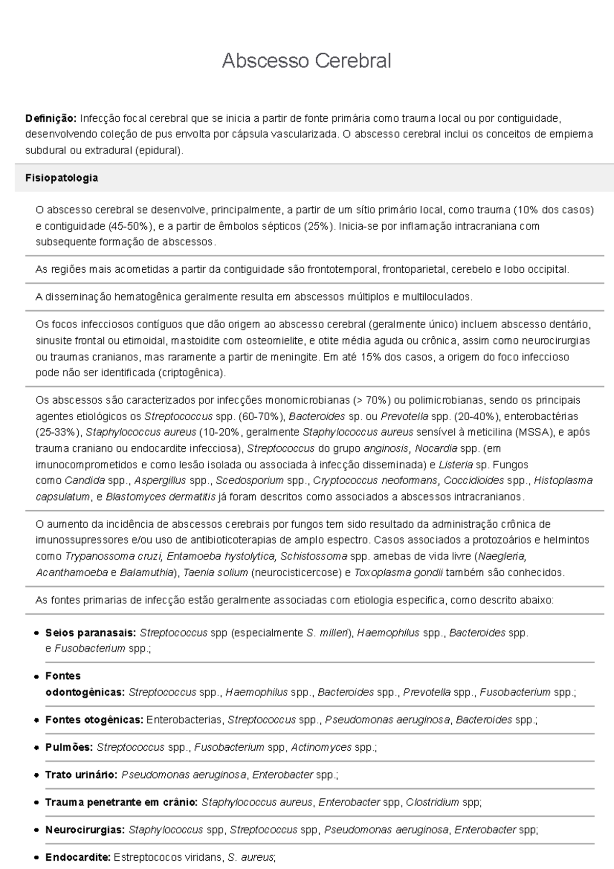 Abcesso Cerebral - Abscesso Cerebral Definição: Infecção focal cerebral ...