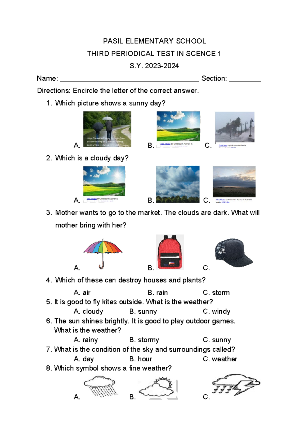 Corrected 3rd periodical test in science 2023 2024 - PASIL ELEMENTARY ...