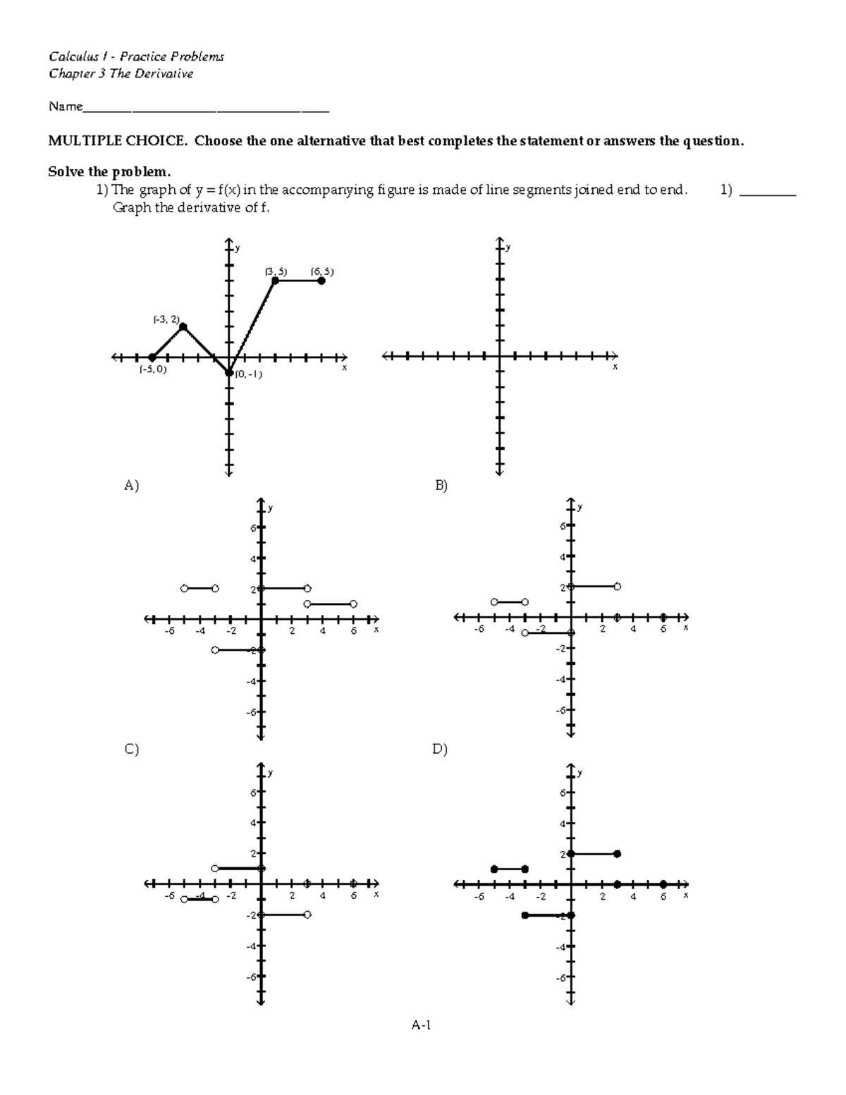 F, f prime, f double prime 1 - Calculus I - Practice Problems Chapter 3 ...