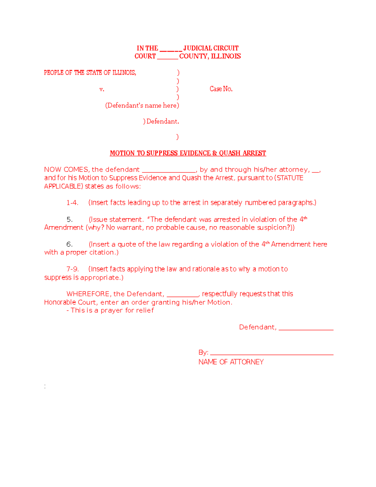 Motion+to+Suppress TIPS - IN THE ______ JUDICIAL CIRCUIT COURT ...