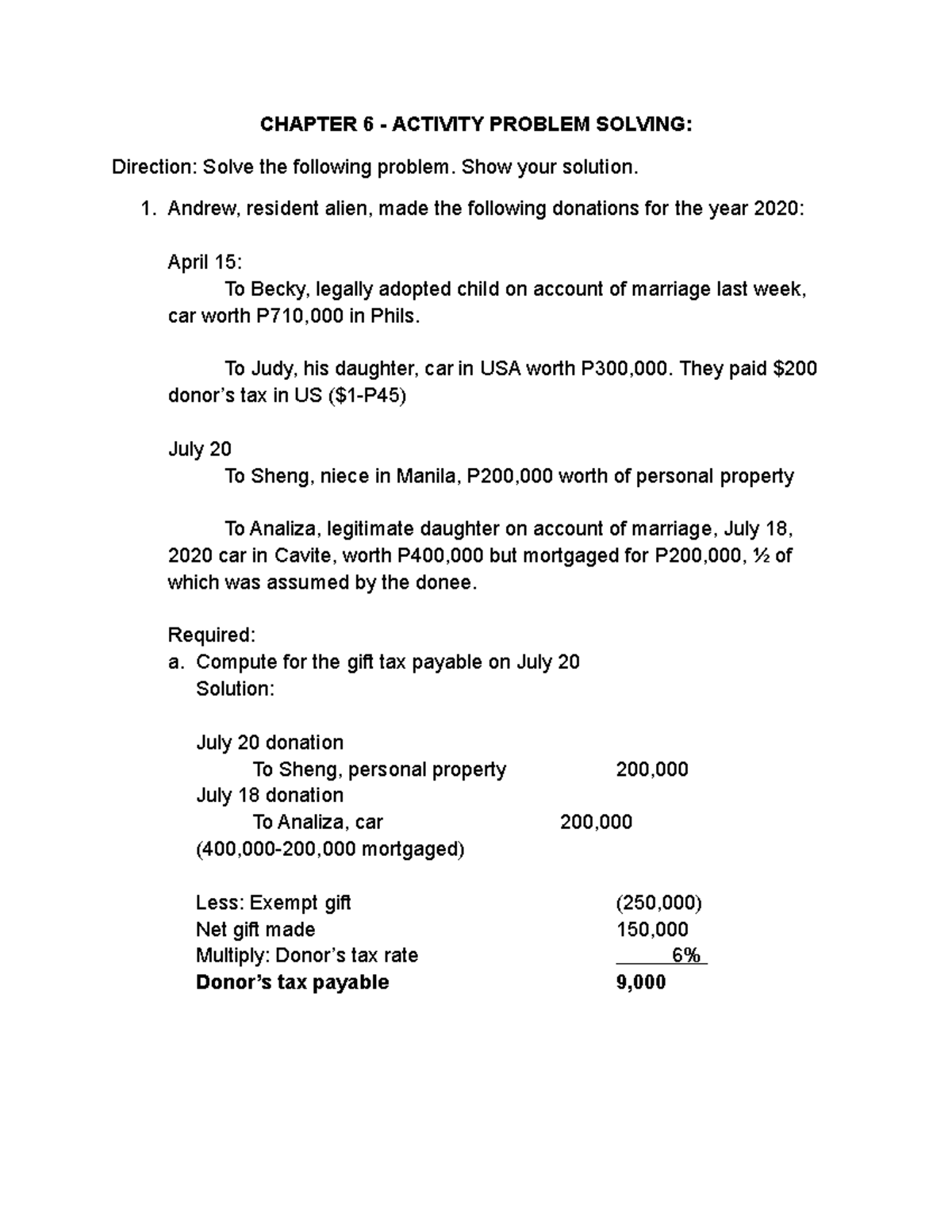 BL04- Activity 6 - rtuytughgkjuyidtyusrthtyu - CHAPTER 6 - ACTIVITY PROBLEM SOLVING: Direction ...