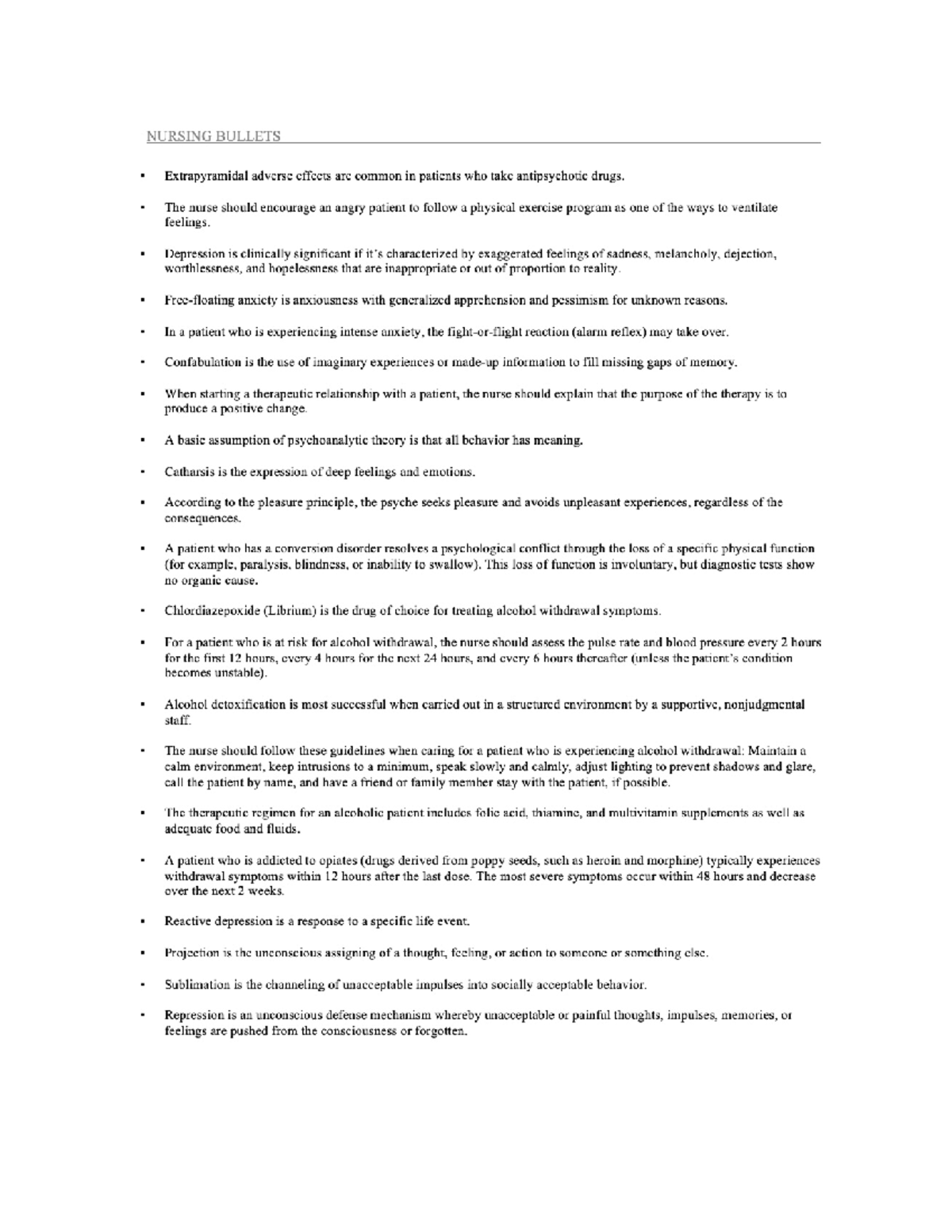 Psyche-Bullets - Pych bullets materials - Medical Surgical Nursing ...