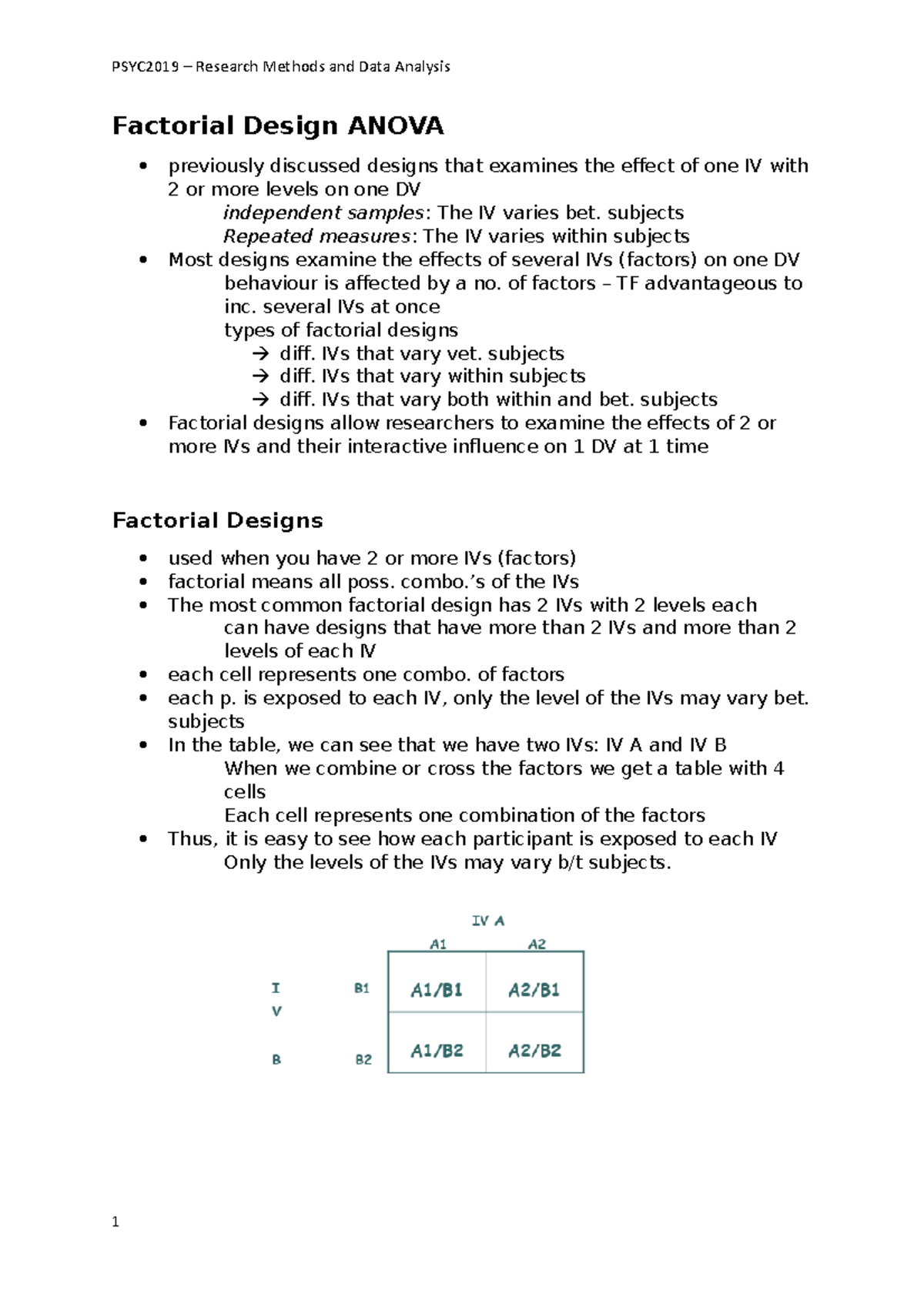 Factorial Design Anova - Factorial Design ANOVA previously discussed ...