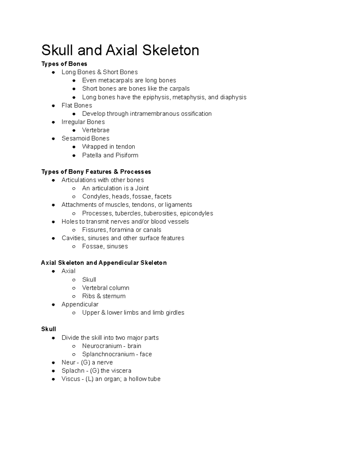 W3 Skeletal System Overview - Skull and Axial Skeleton Types of Bones Long Bones & Short Bones ...