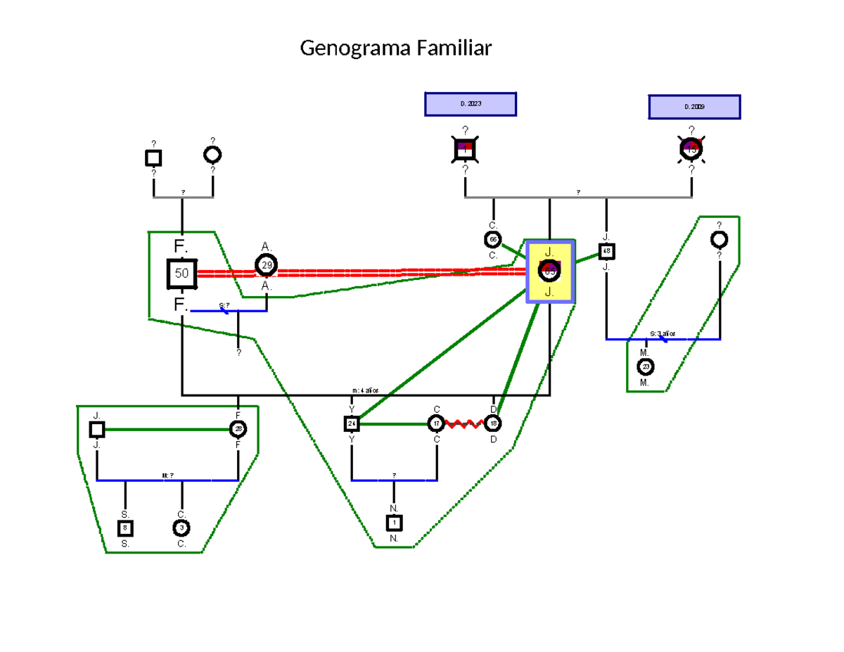 Genograma listo - genogrma familiar - D. 2023 D. 2009 m: 4 años S:? M ...