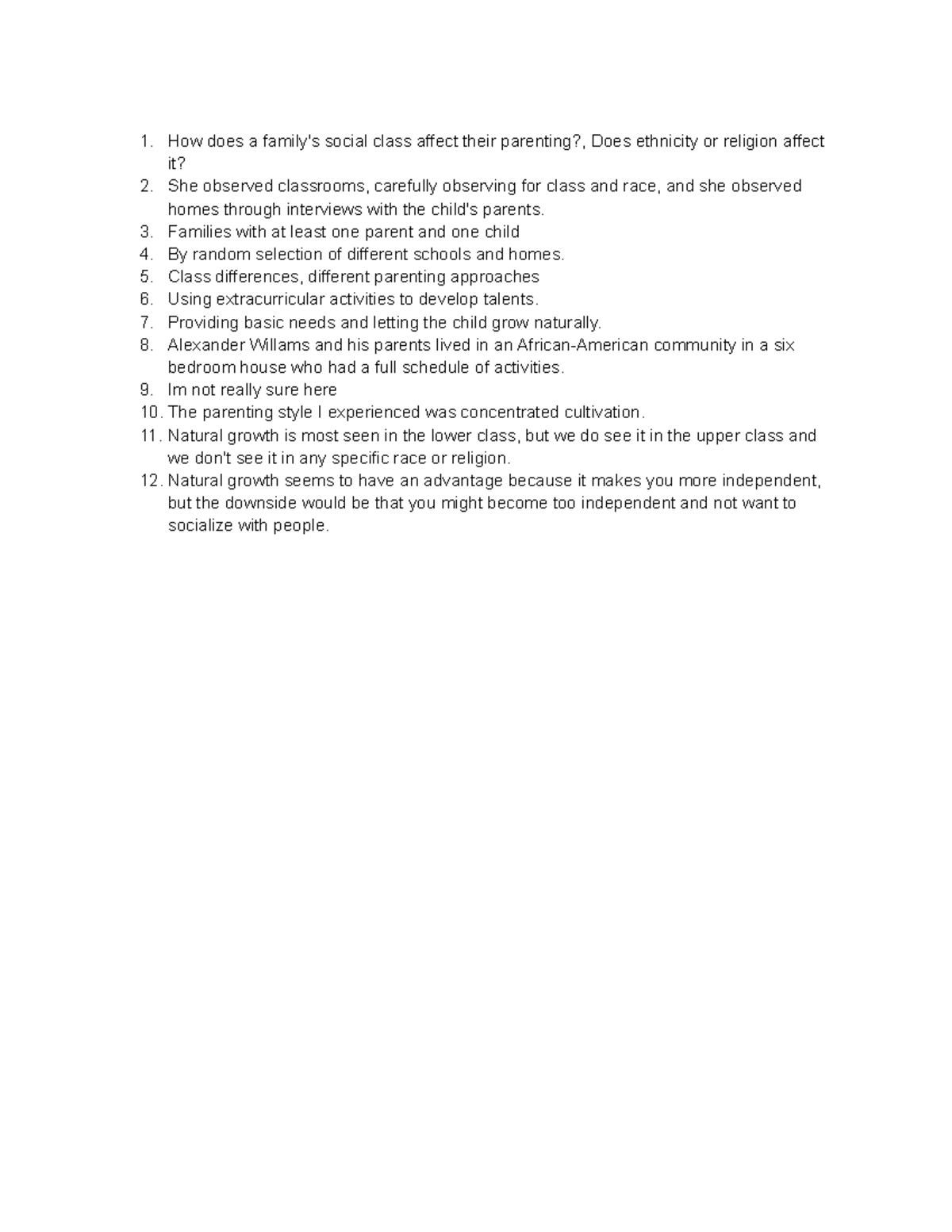 Lareau Homework - How does a family's social class affect their ...