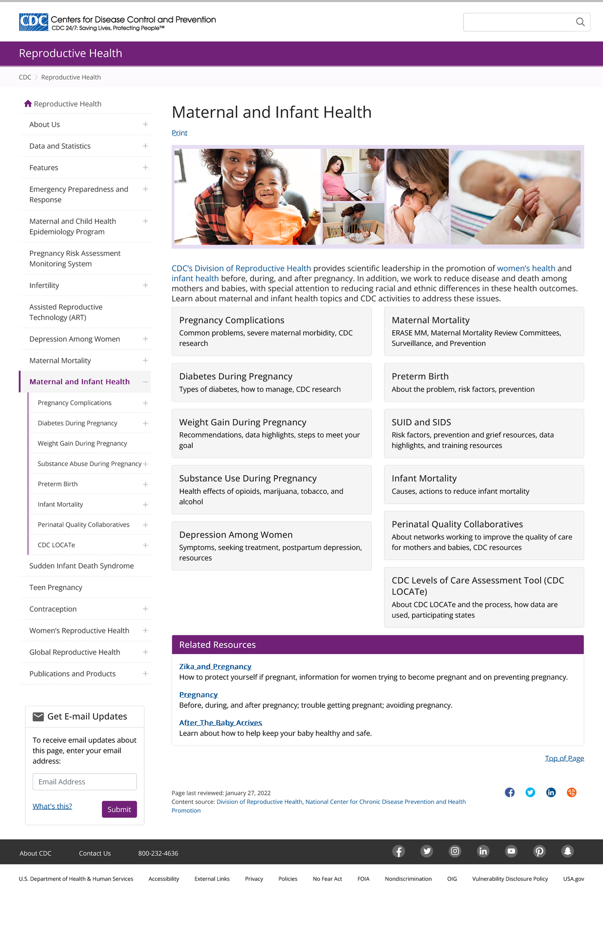 Maternal and Infant Health Reproductive Health CDC