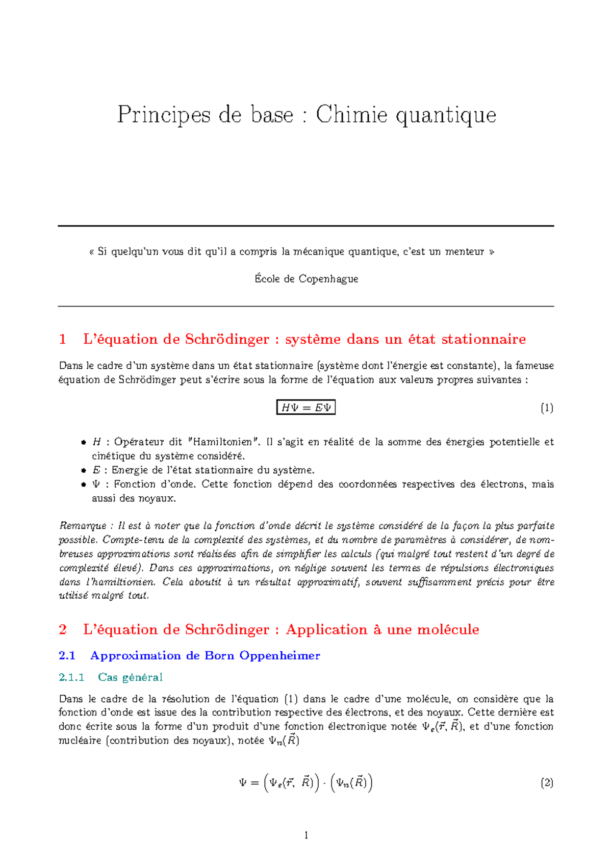 Principes de base : Chimie quantique - Principes de base : Chimie ...