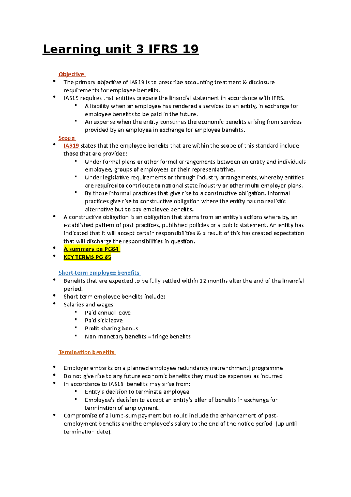 Learning unit 3 IFRS 19 - ACBP6222 - Learning unit 3 IFRS 19 Objective ...