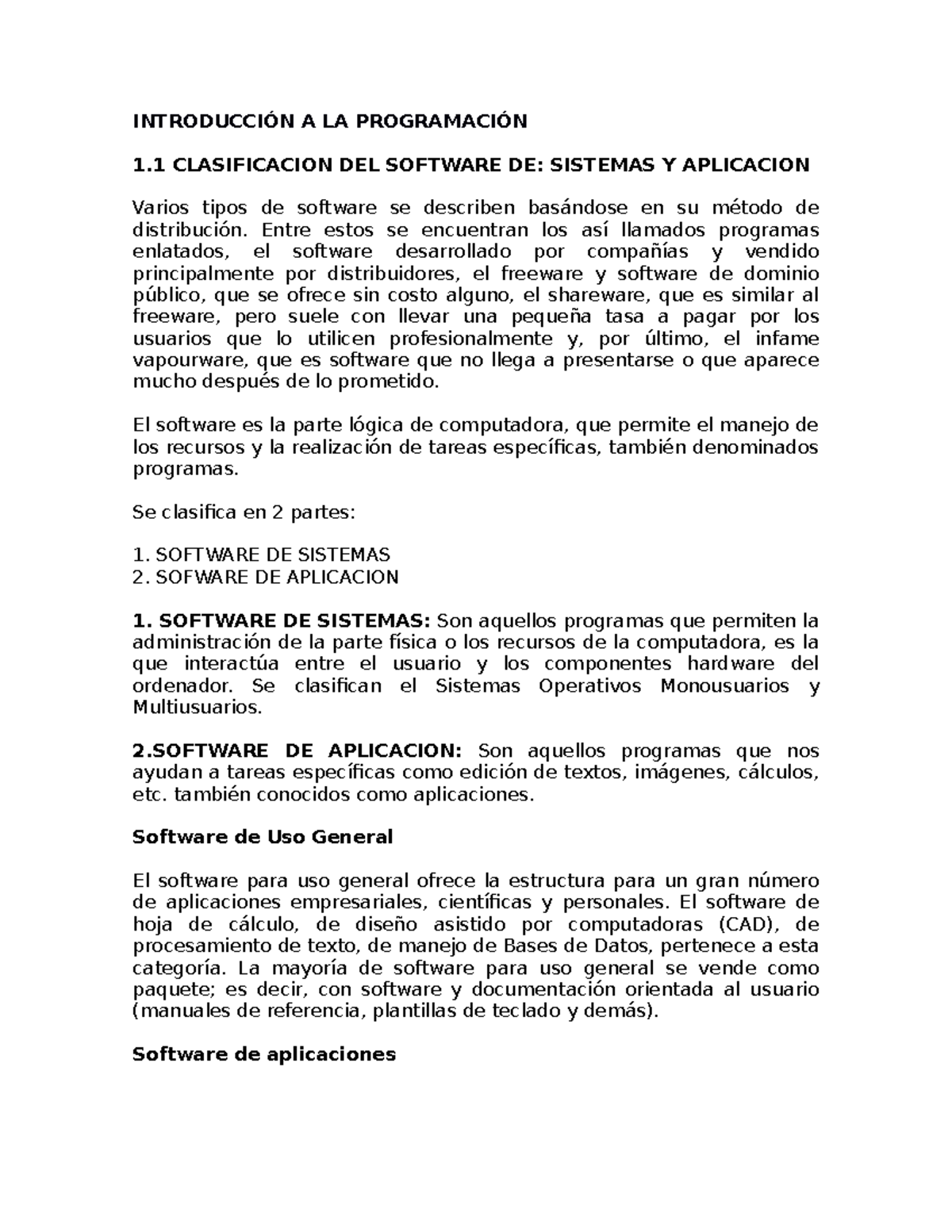 Introducción A LA Programación - INTRODUCCIÓN A LA PROGRAMACIÓN 1 ...