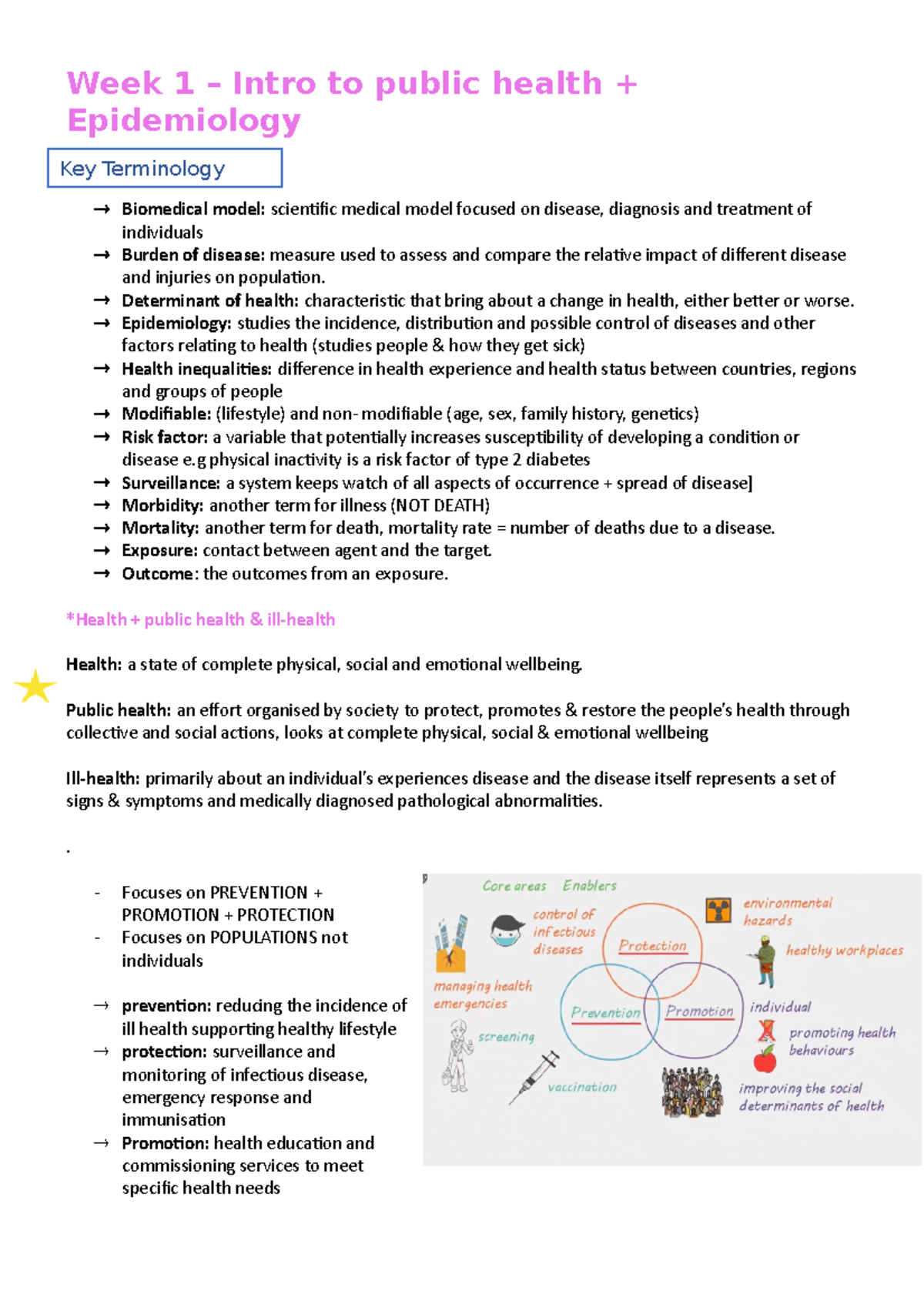 Week 1 - intro to public health + epidemiology - Week 1 – Intro to ...