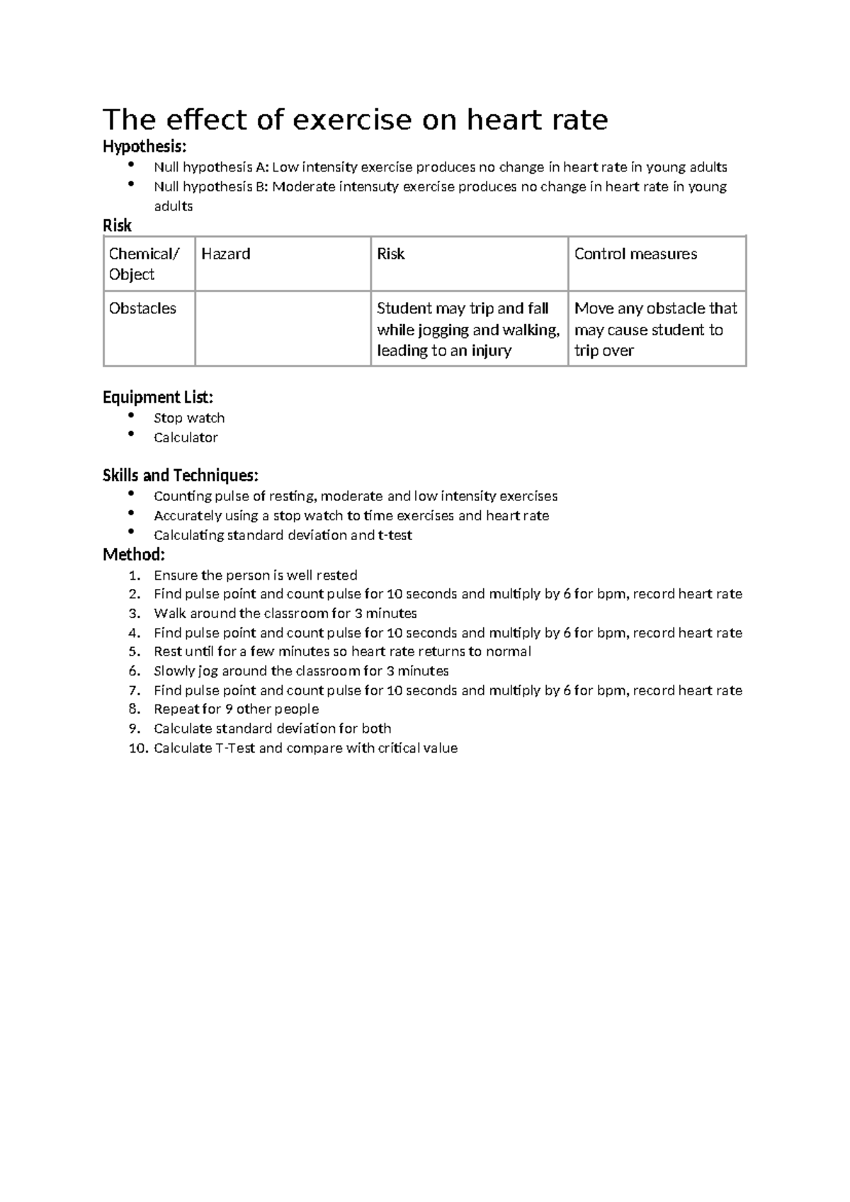 The effect of exercise on heart rate - The effect of exercise on heart ...