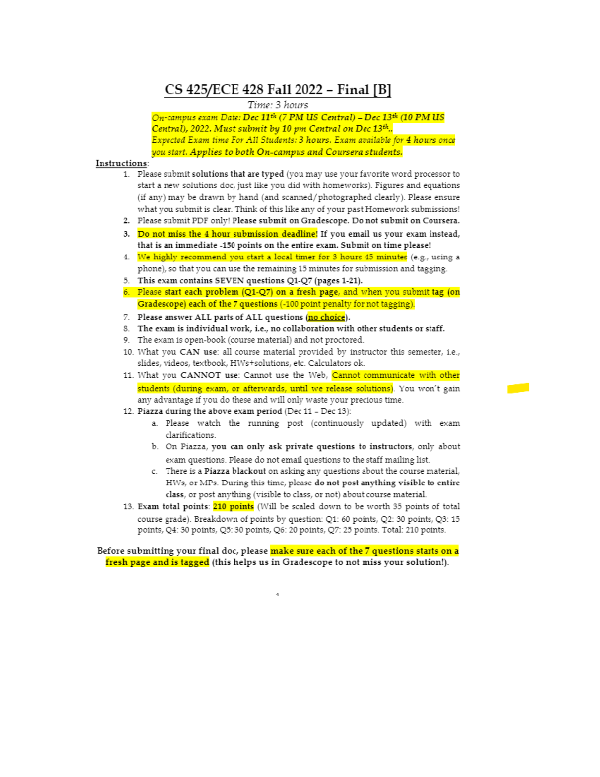 Final on campus 22 - exams - CS 425 - Studocu