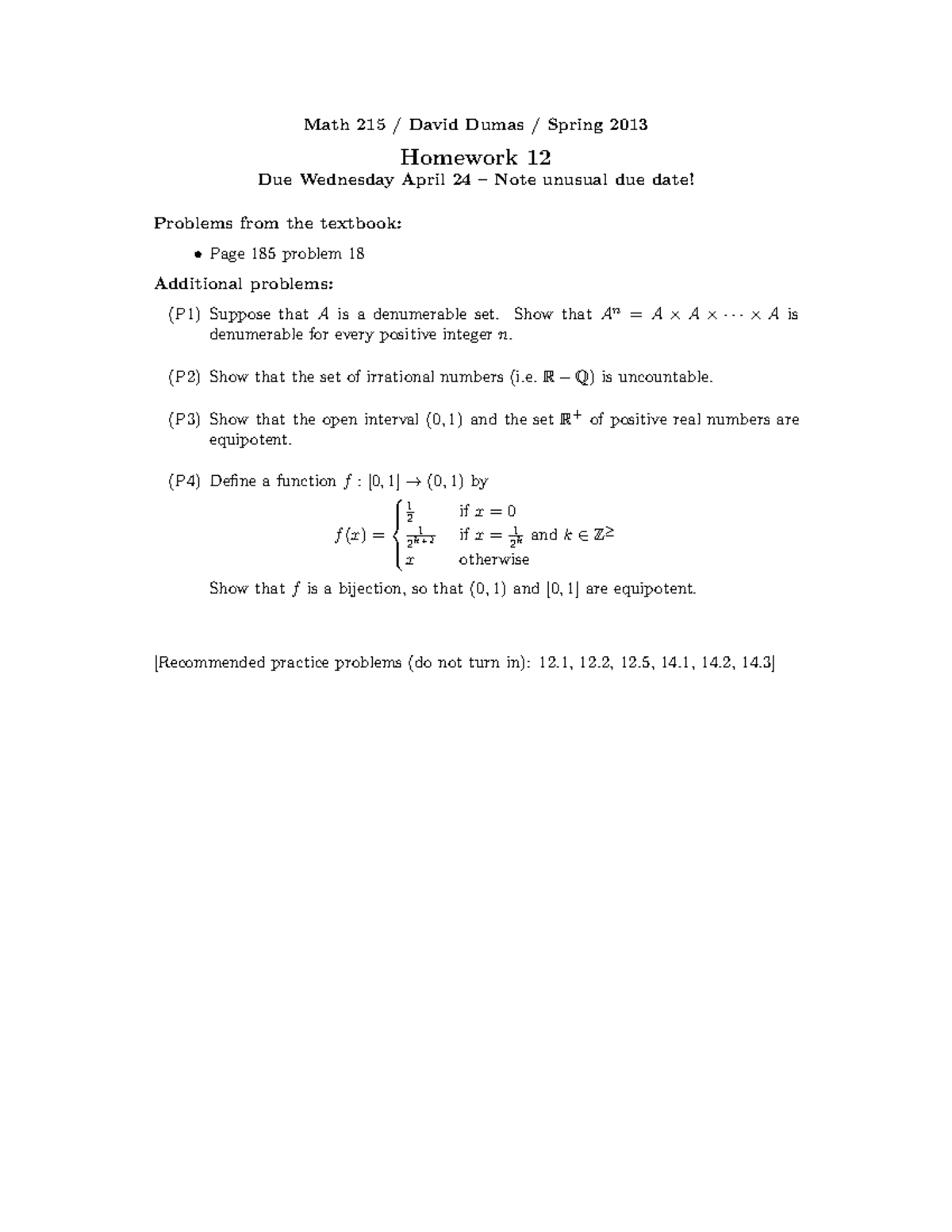 Math 215 Spring 2013 HW 12 - Math 215 / David Dumas / Spring 2013 ...
