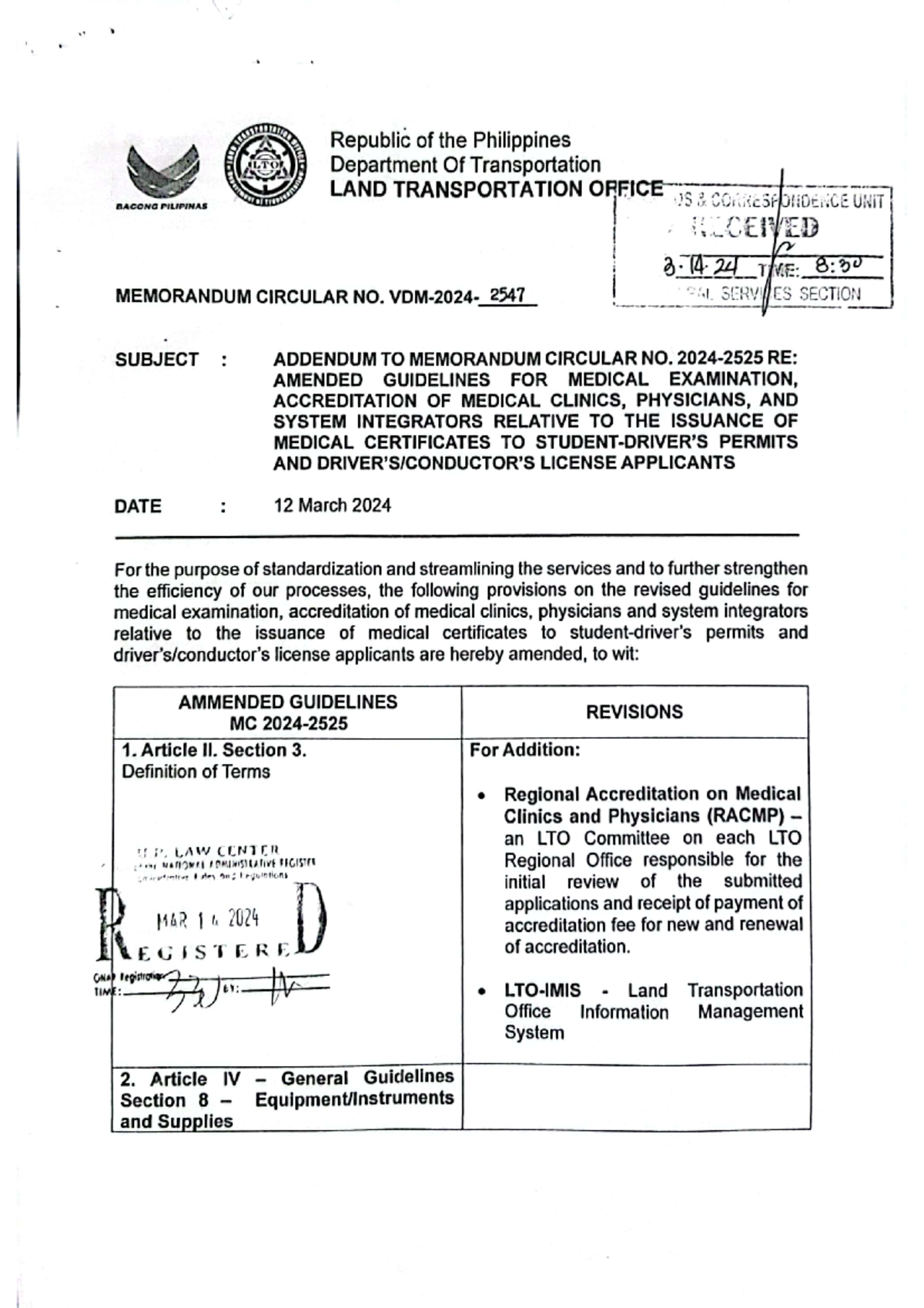 MC VDM-2024-2547 Medical Addendum-1 - Management Advisory Services ...