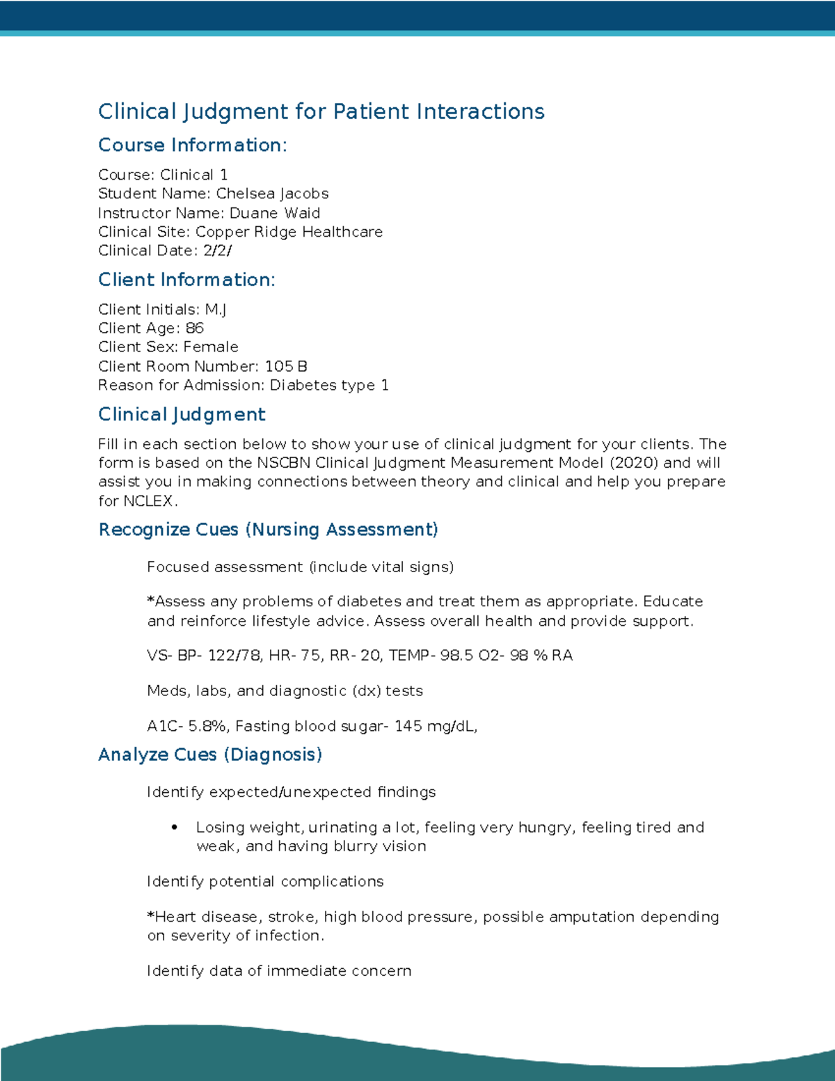 Clinical Judgment for Patient Interactions - ALL Clinical ...