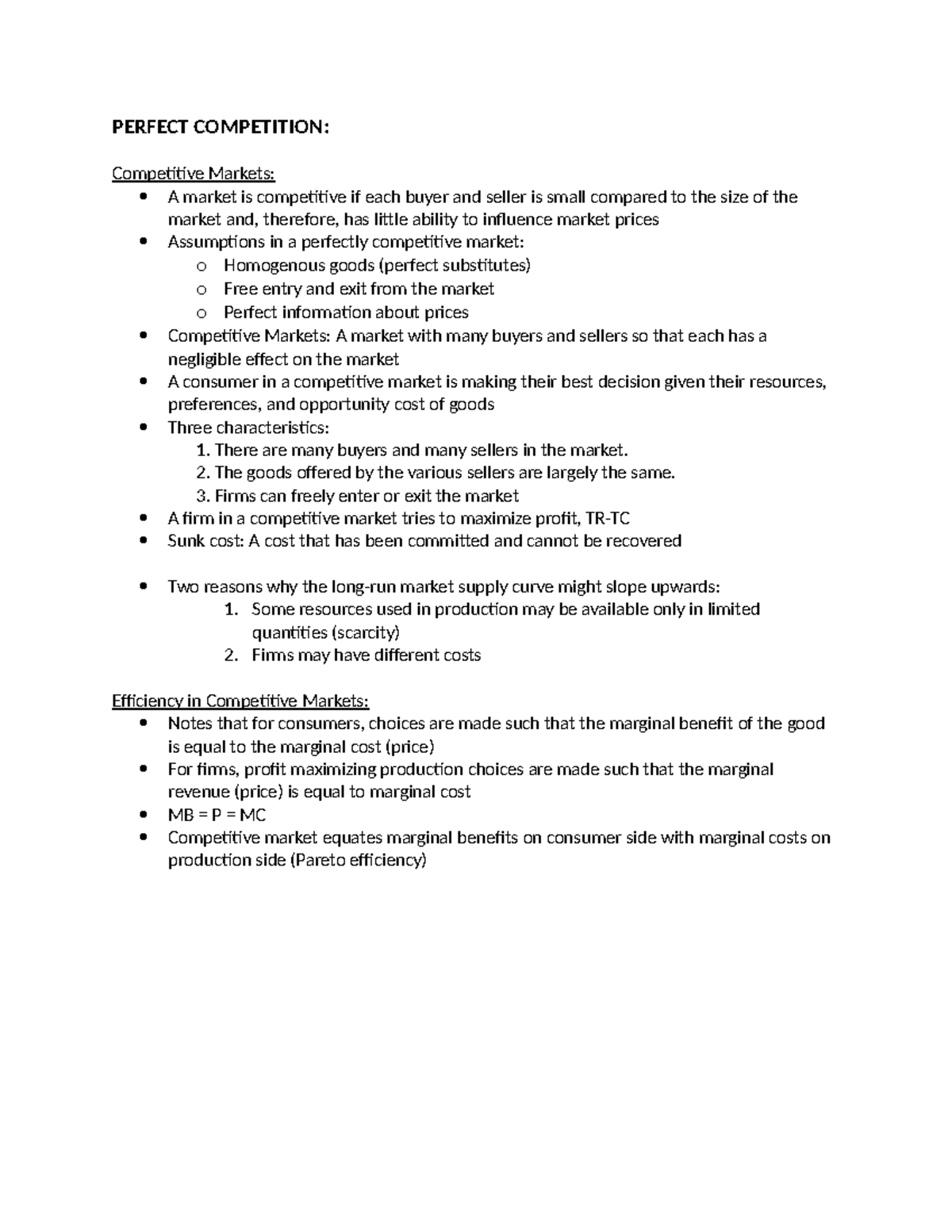ECON 201 - Oct 3 (Perfect Competition) - PERFECT COMPETITION ...