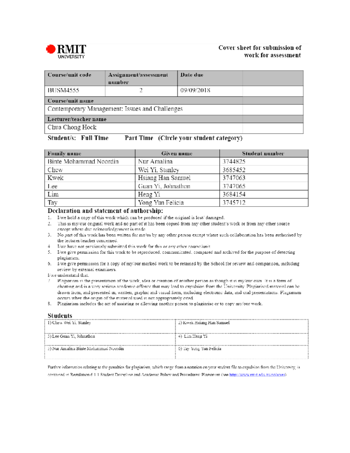 Contemp Mgt. Assignment 2 [LF03 Group 9] - Signed by (all workgroup ...