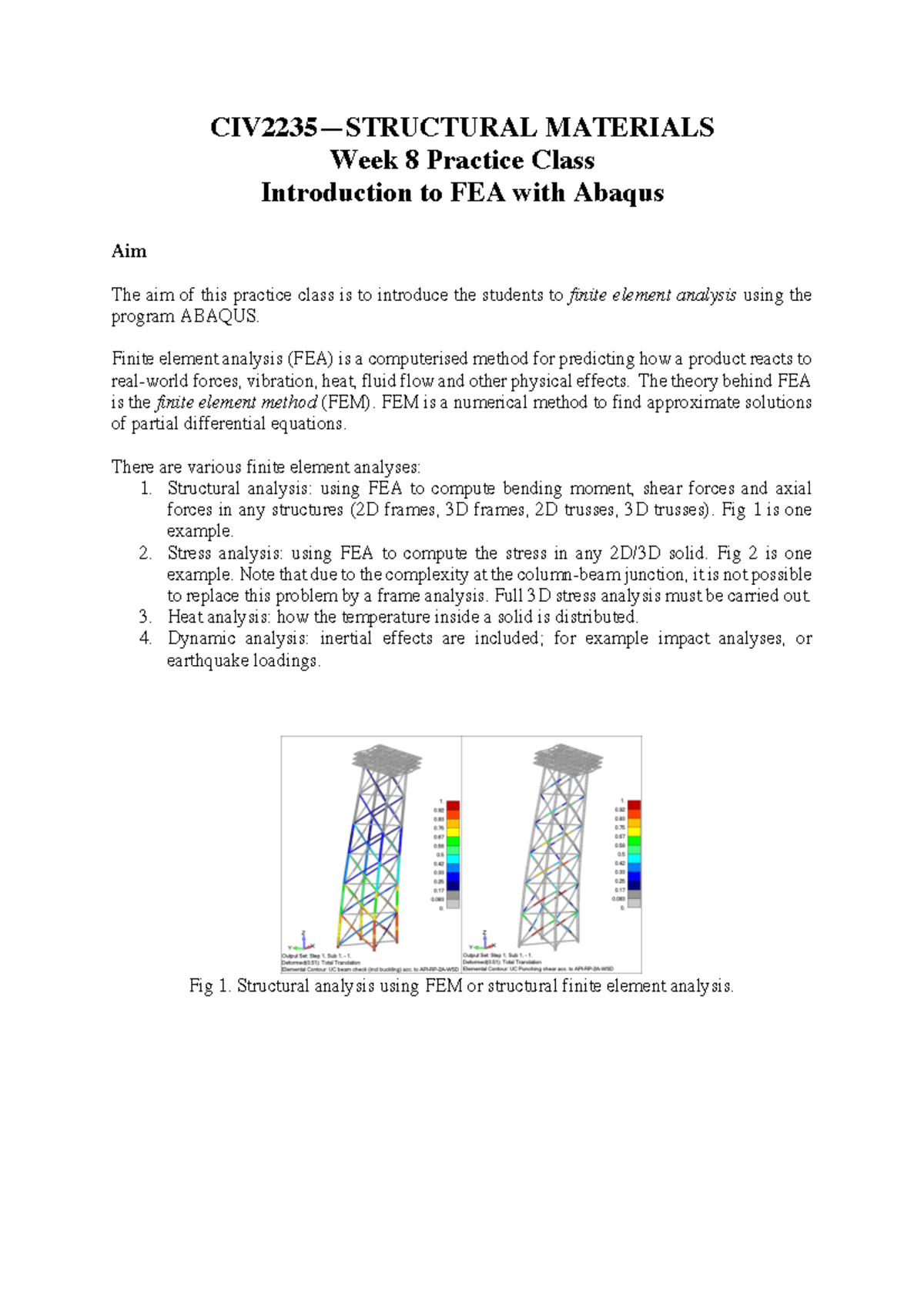 Practice Class Week8 Abaqus - CIV2235—STRUCTURAL MATERIALS Week 8 ...