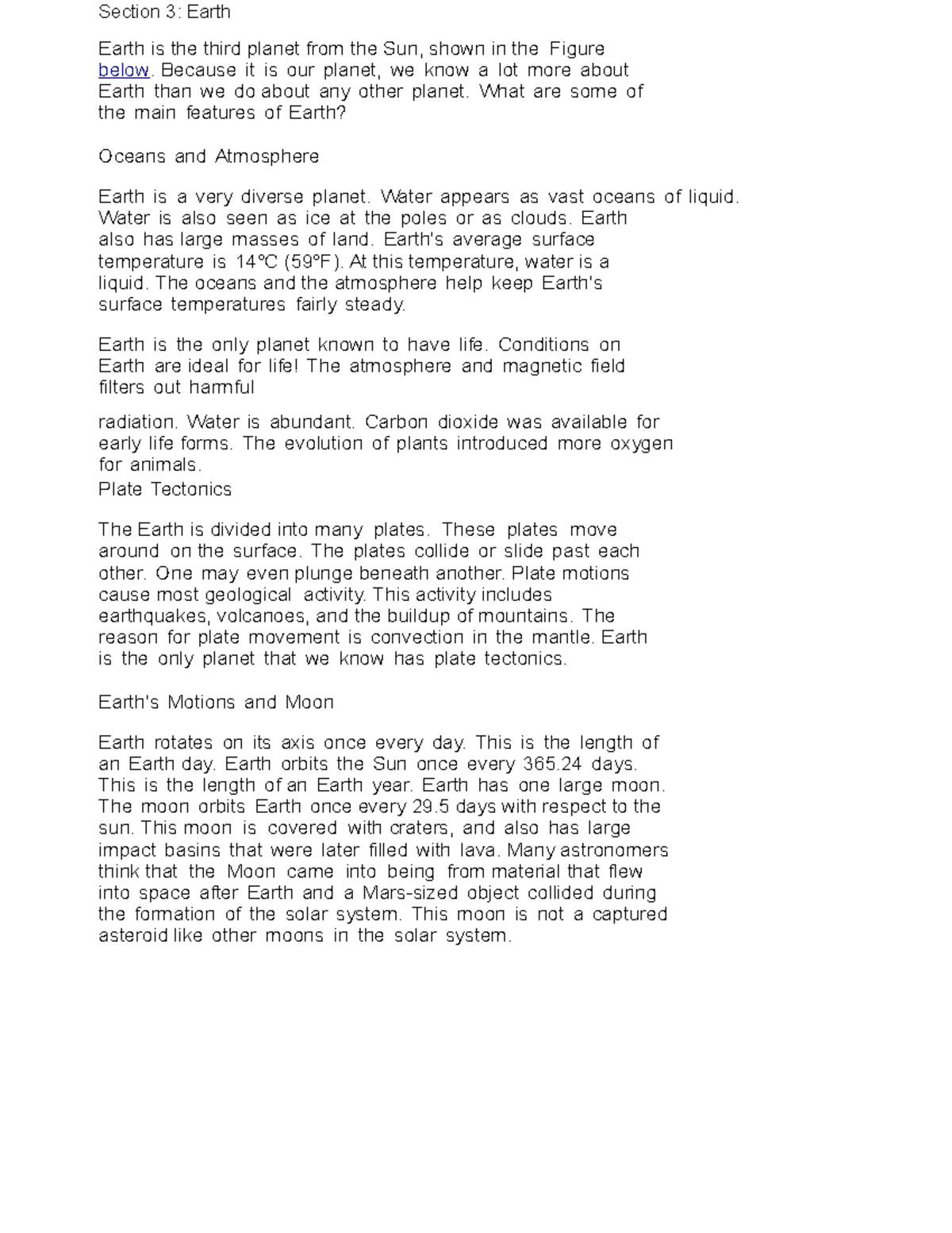 Section 3 Earth - Section 3: Earth Earth is the third planet from the ...