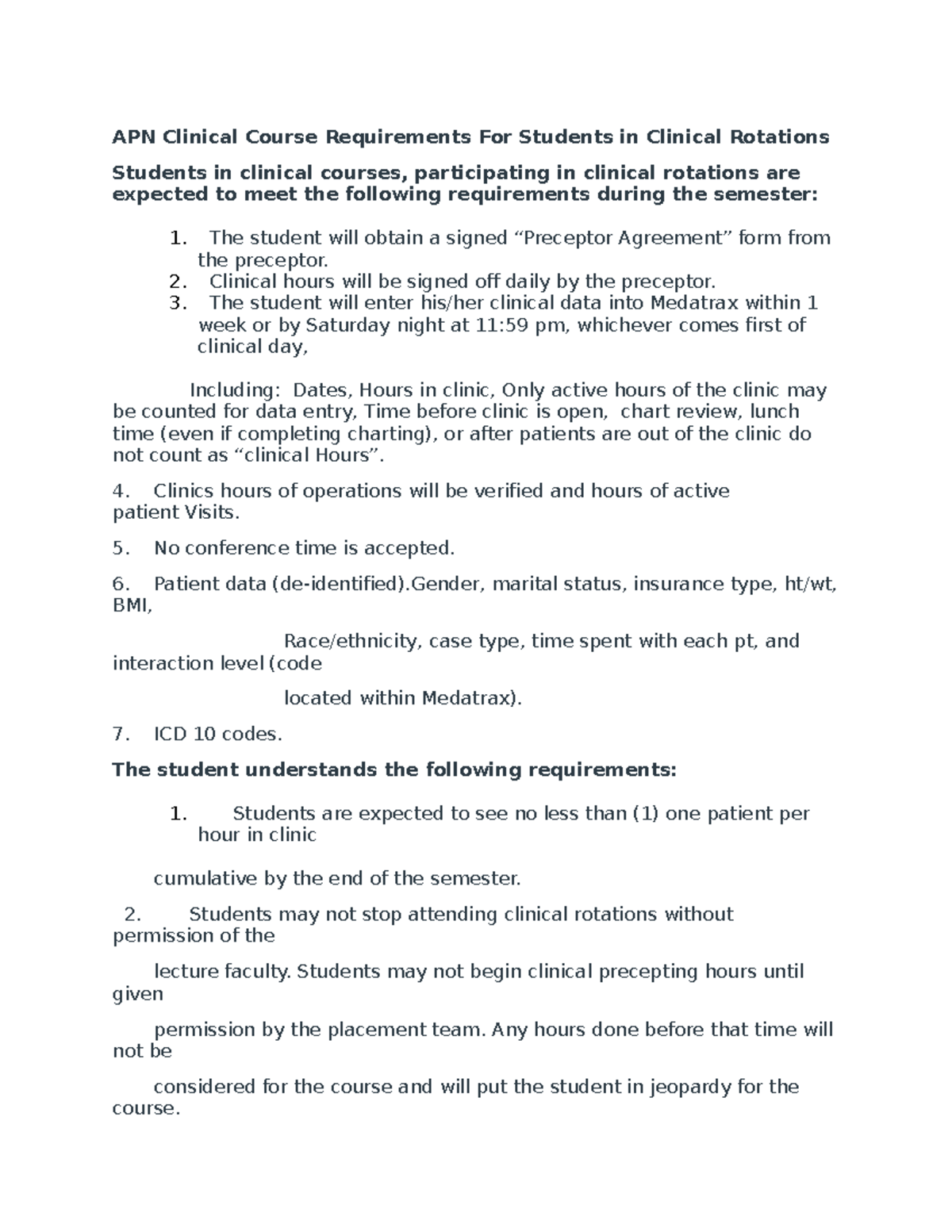 1Here are the rules for classes online classroom - APN Clinical Course ...