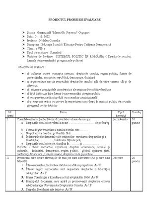 Proiect de lecție cls a 6 a gradul 1 din 01.11,2022EDU - PROIECT DE ...