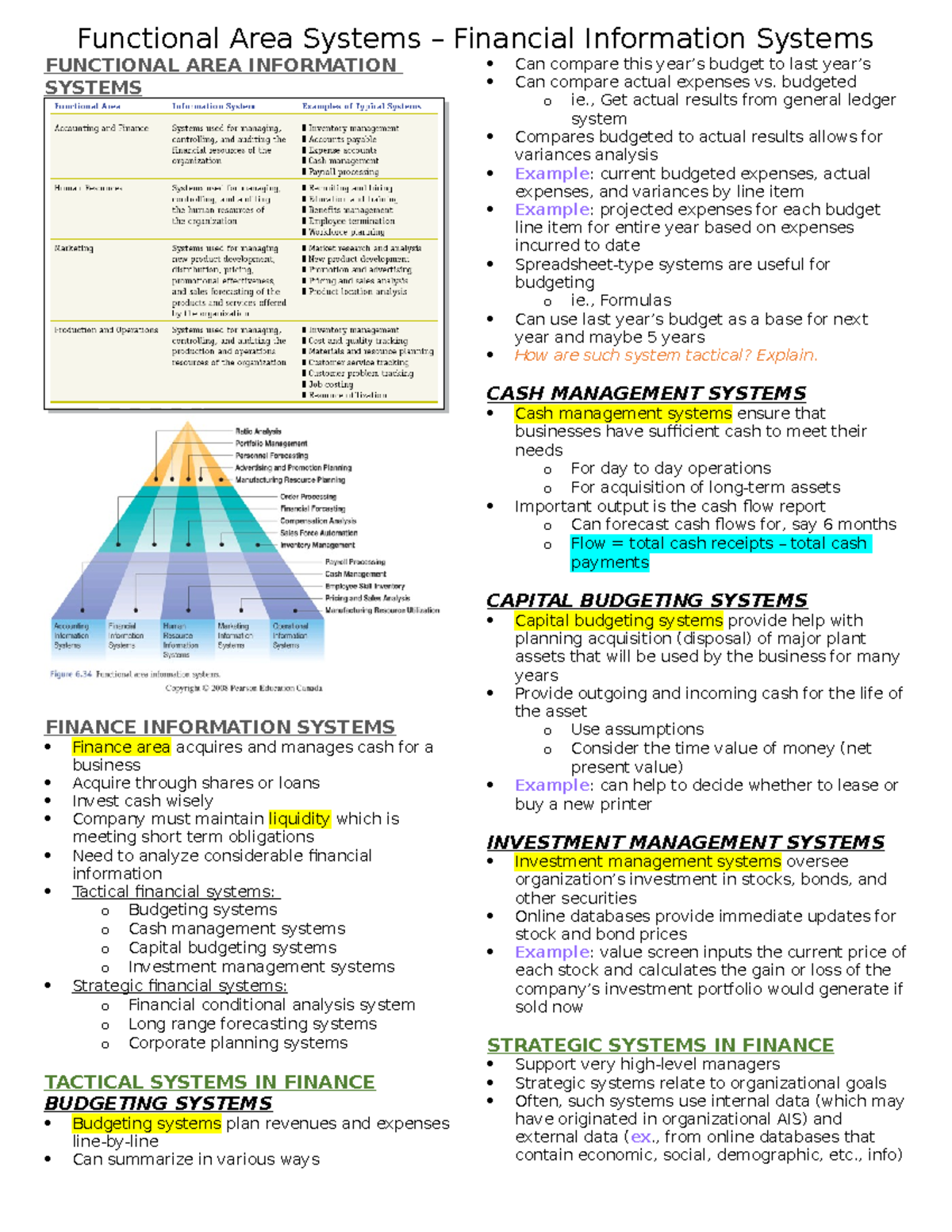 ACS 1803 - Lecture 5 - Functional Area Systems – Financial Information ...