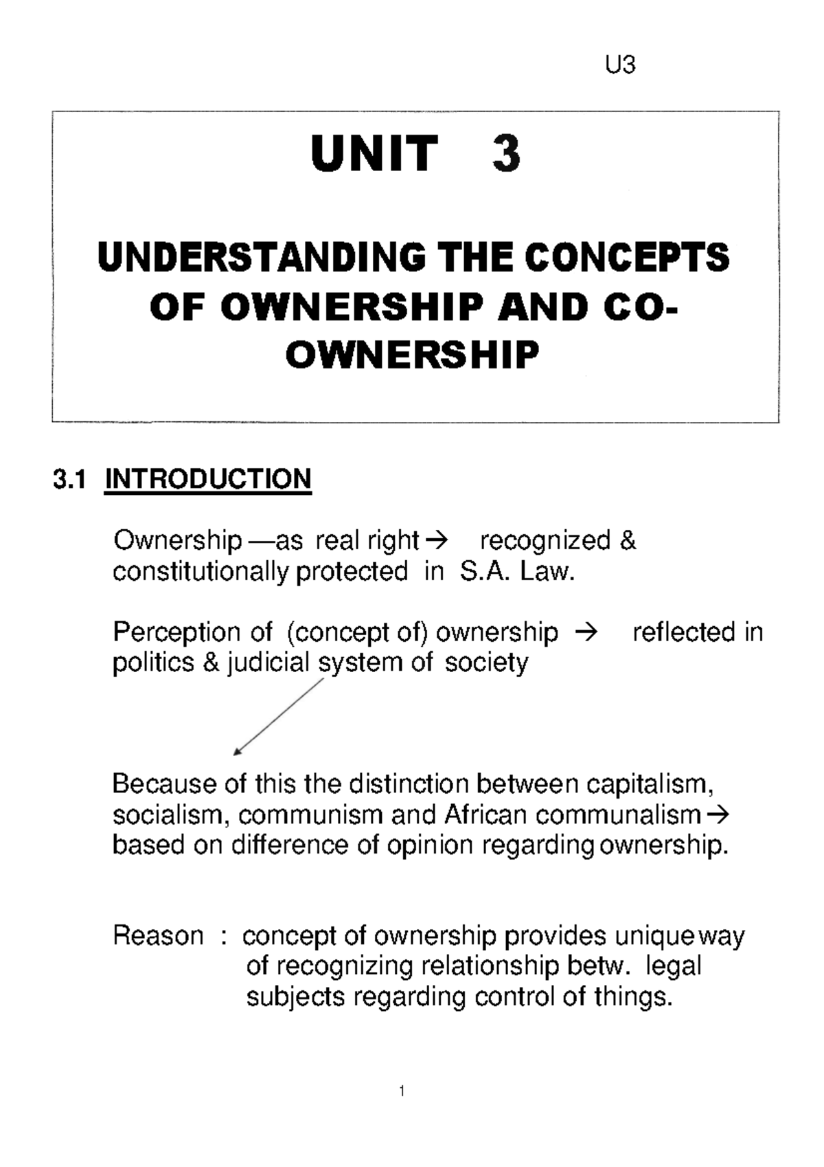 UNIT 3 - LECTURE NOTES - 3 INTRODUCTION Ownership 4 as real right ...